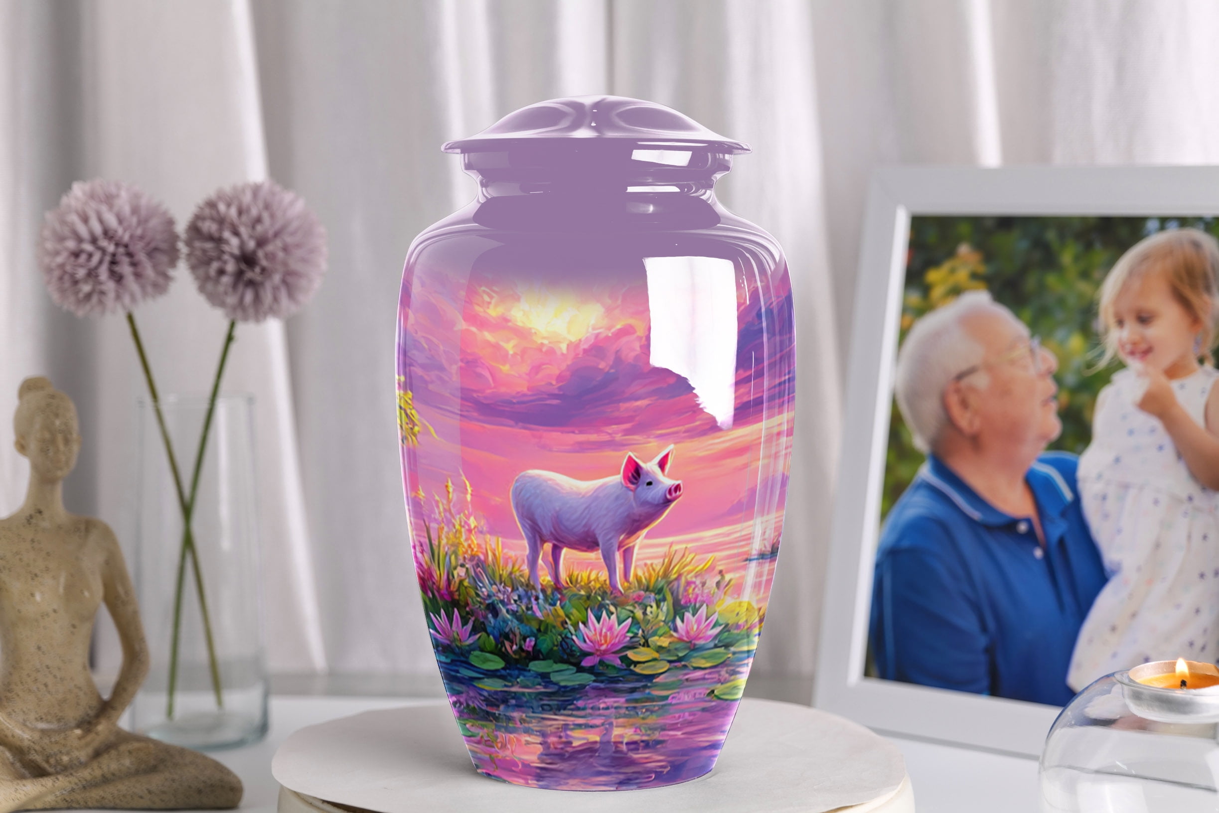 Pink Pig Cremation Urn for Adults – Aluminum Urn for Human Ashes ...