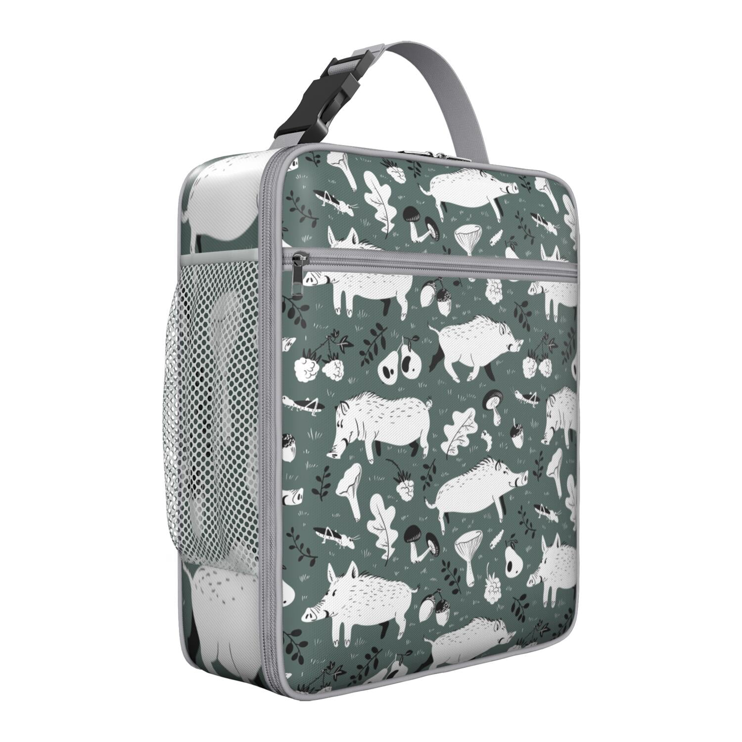 Pink Pig Lunch Bag with Kawaii Cartoon Illustration, Farm Animal ...