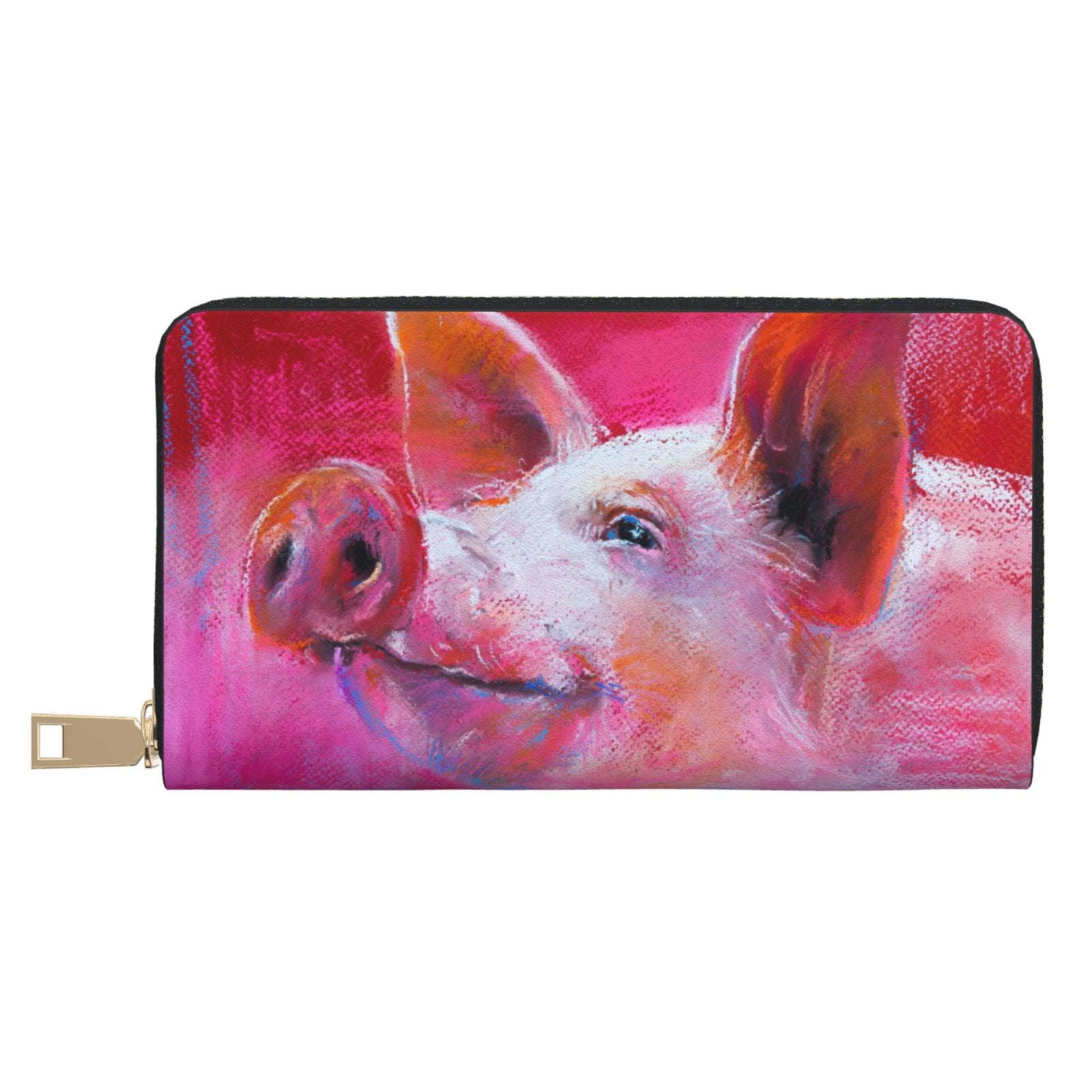 Pink Pig Wallet Women, Leather Bifold Multi Card Wallet, Women's ...