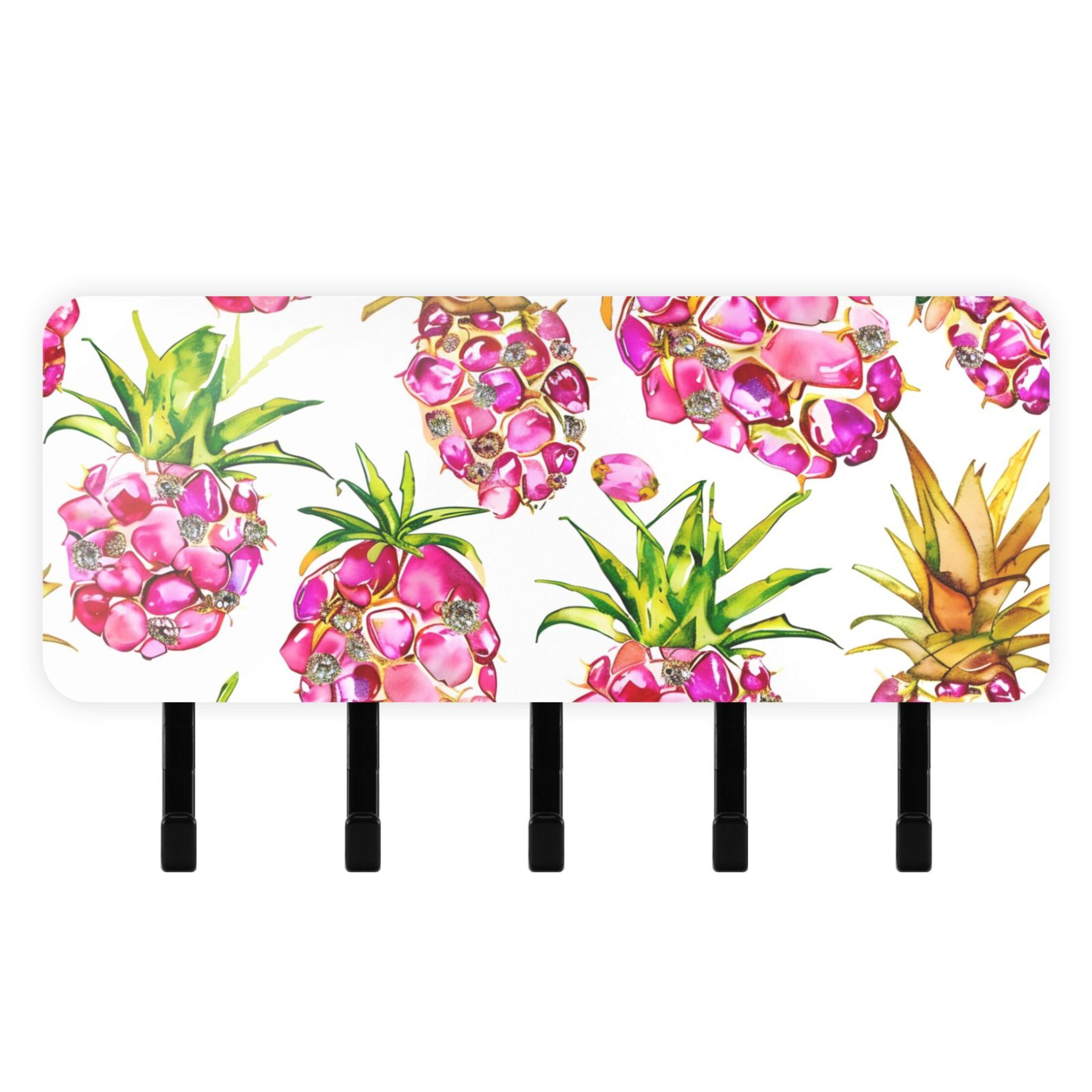 Pink Pineapples Key Holder for Wall Mail Holder Organizer with 5 Key ...