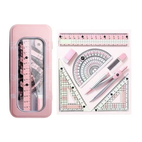 lingyoucraft Math Geometry Set Protractor Ruler Pencil for Pink ...