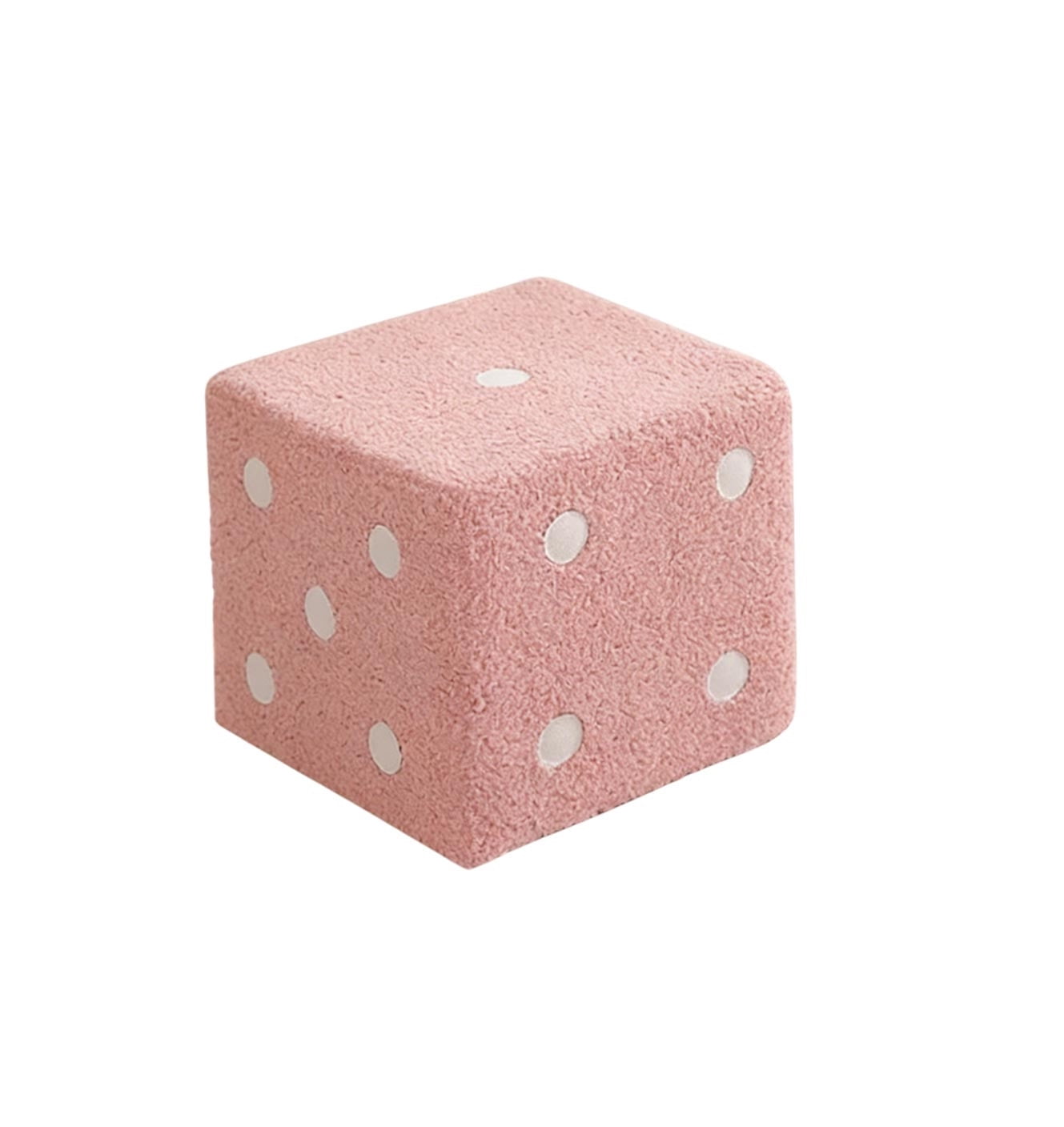 Pink Pink Plush Stool With Wood Frame Dice Pattern Square Ottoman Foot ...
