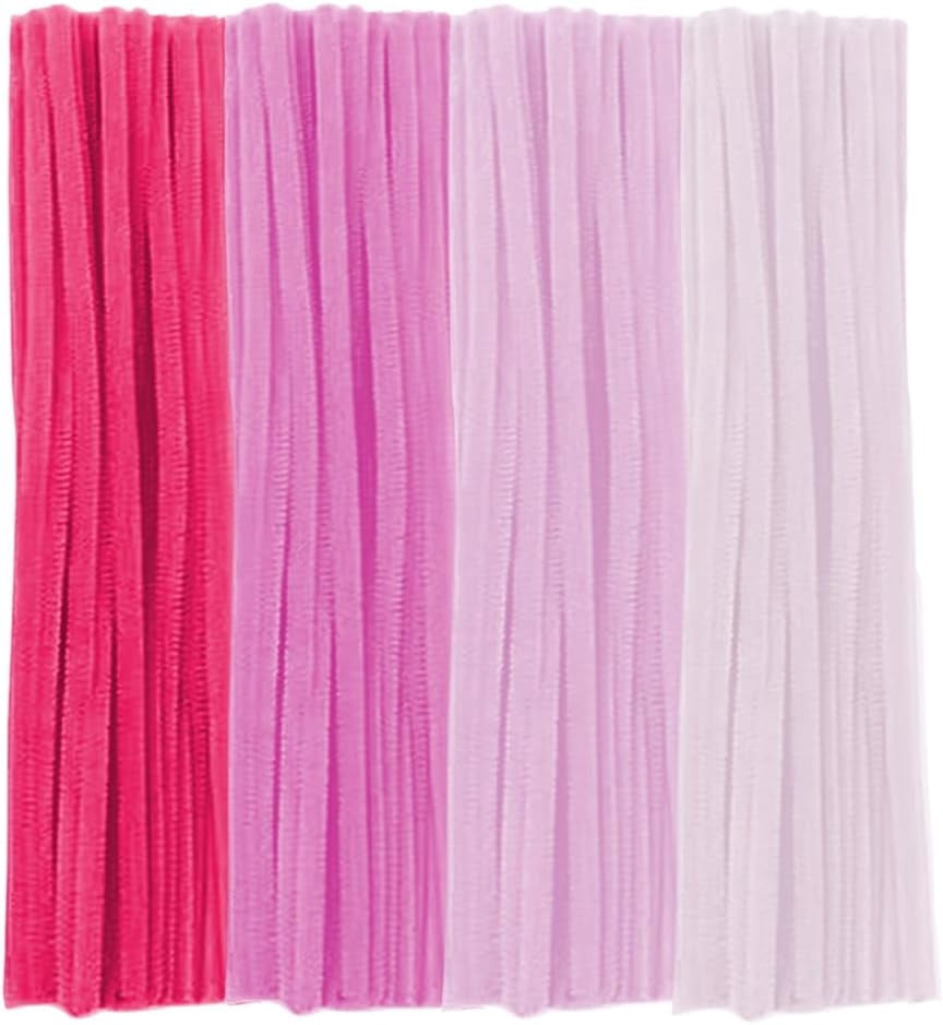 Pink Pipe Cleaners, 100 Pieces Chenille Stems Craft, 12 inch Long ...