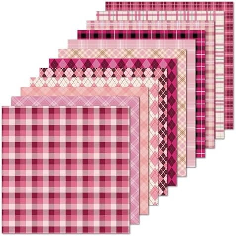 Pink Plaid 12x12 in Double Sided Paper Pad Pack Scrapbook Cardstock ...