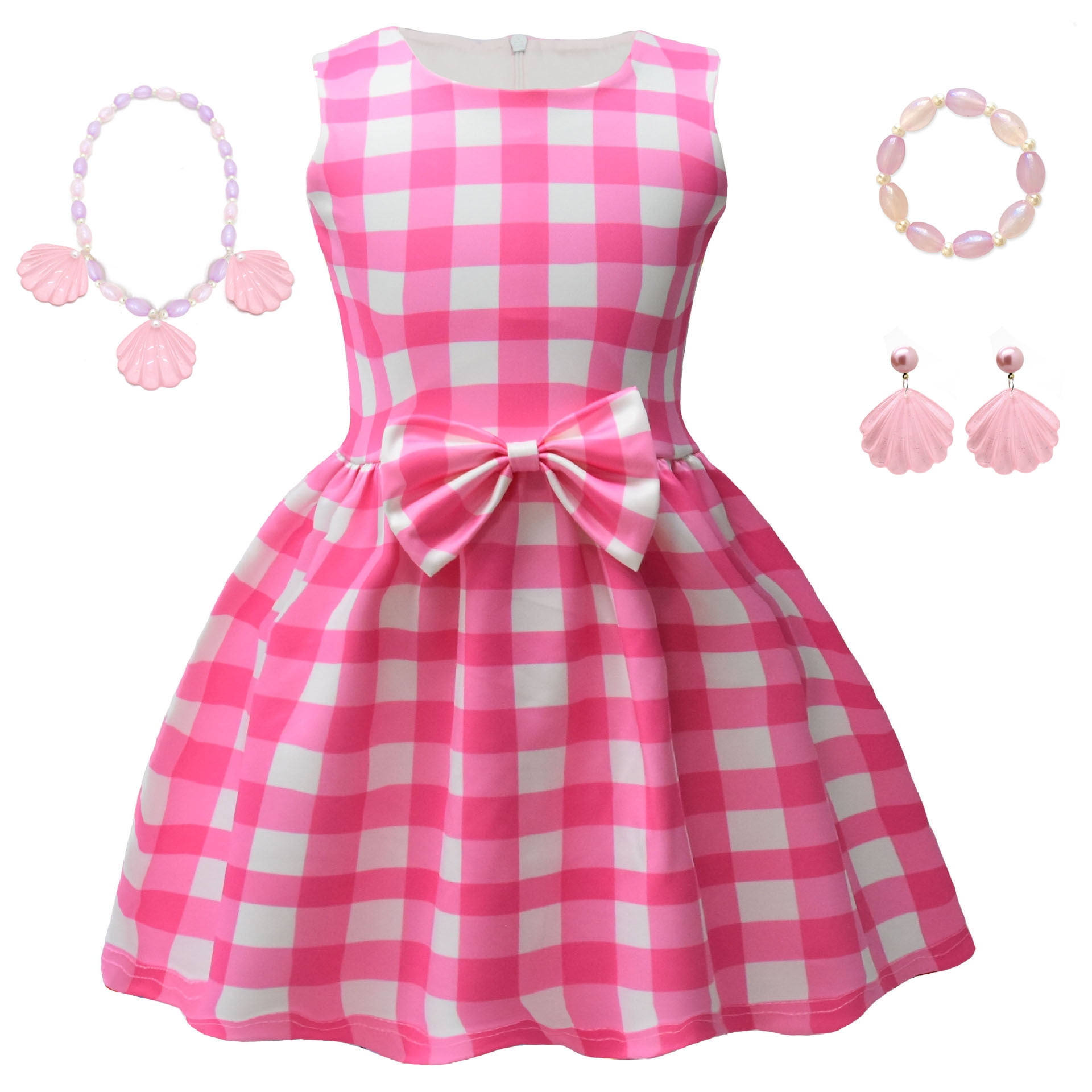 Pink Plaid Girls Costume Dress Halloween Movie Cosplay Dress Up 3-9 ...