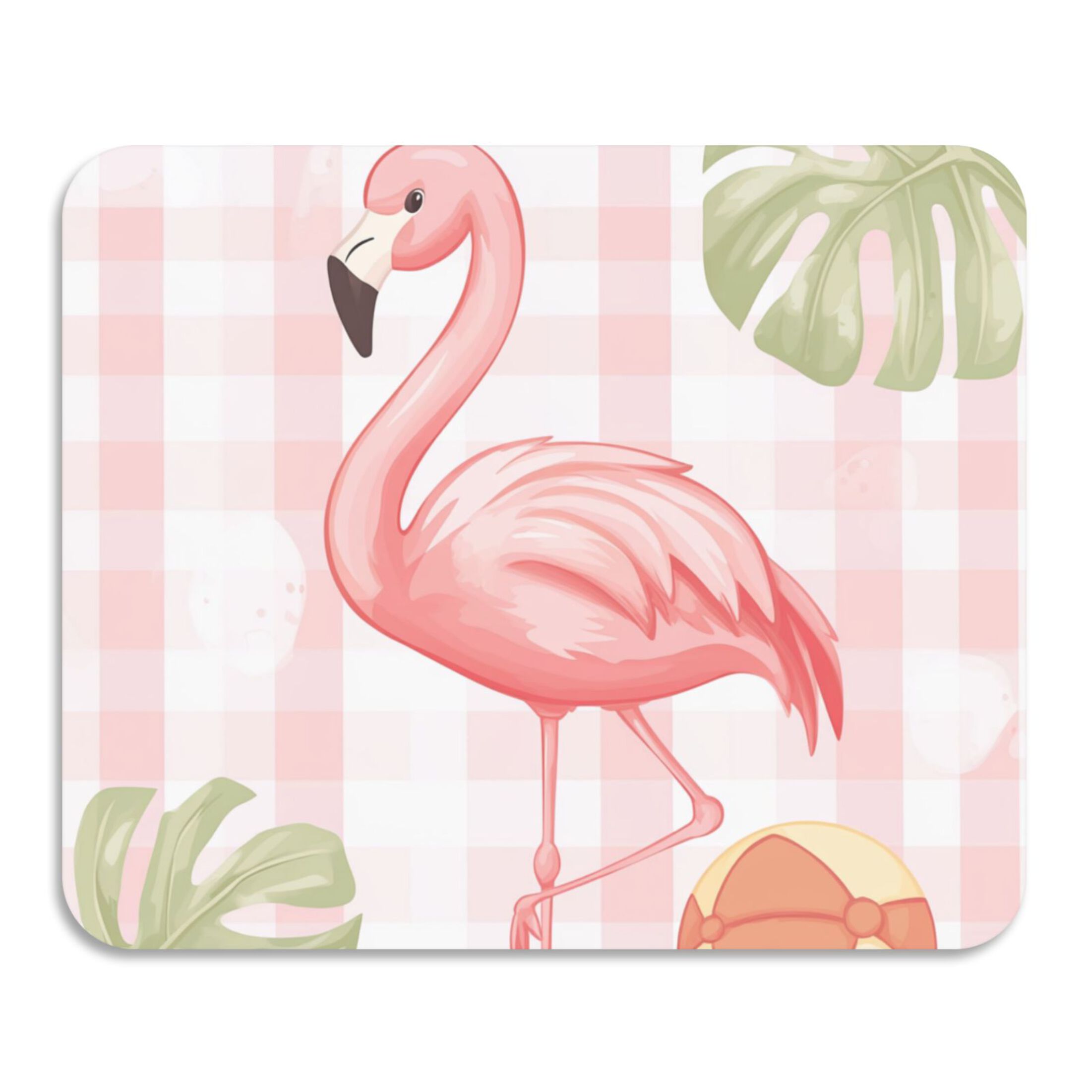 Pink Plaids Flamingos with Balls Leaves Diatomite Dish Drying Mat Drain ...