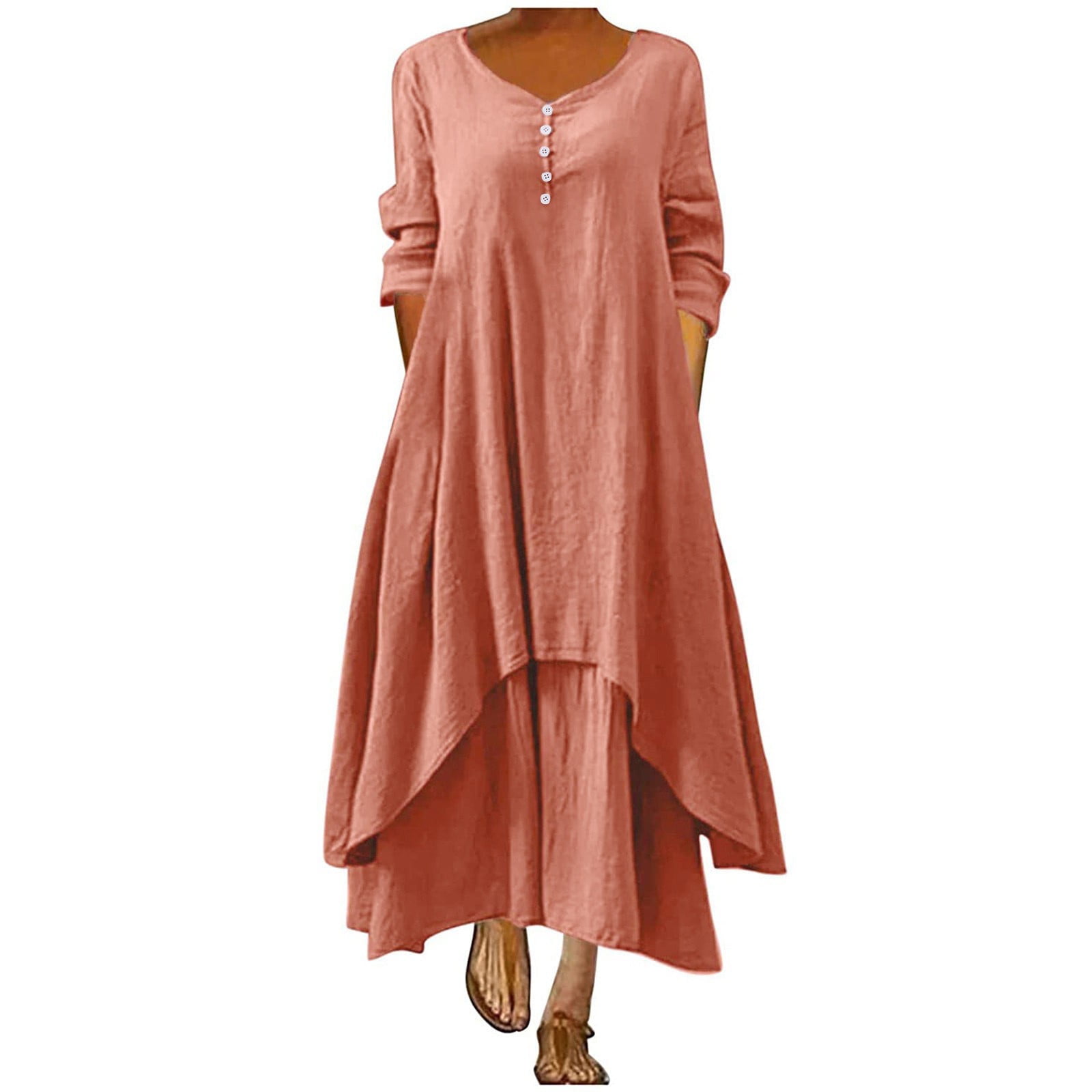 Pink Plain Casual for Women Fall Summer Short 1/2 Sleeve Faux Gauze ...