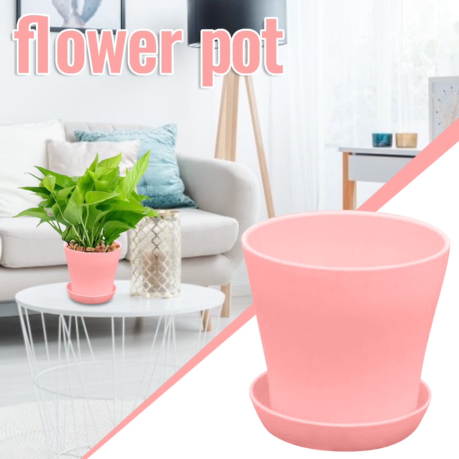 Pink Plant Pots - 4.9 Inch Flower Pots for Indoor Planter - 4 Pack ...