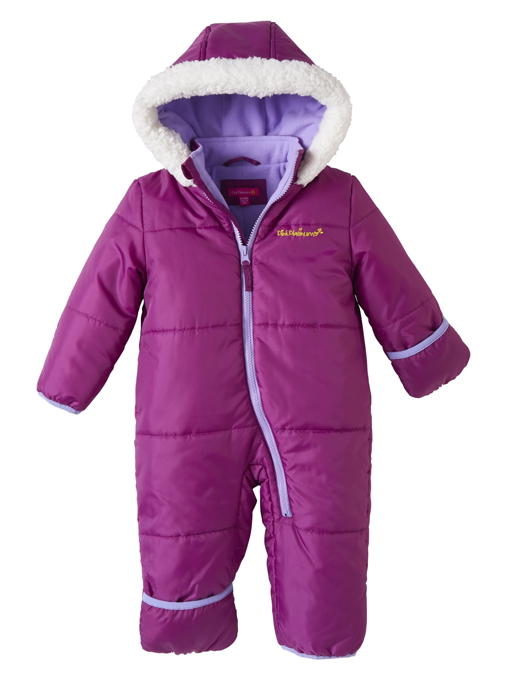 Pink Platinum Baby Girls' Hooded One-Piece Puffer Snowsuit for Winter ...