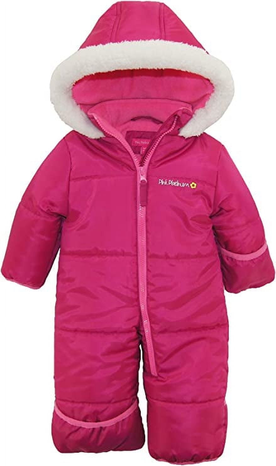 Pink Platinum Baby Girls' One-Piece Puffer Winter Snowsuit with Hood ...