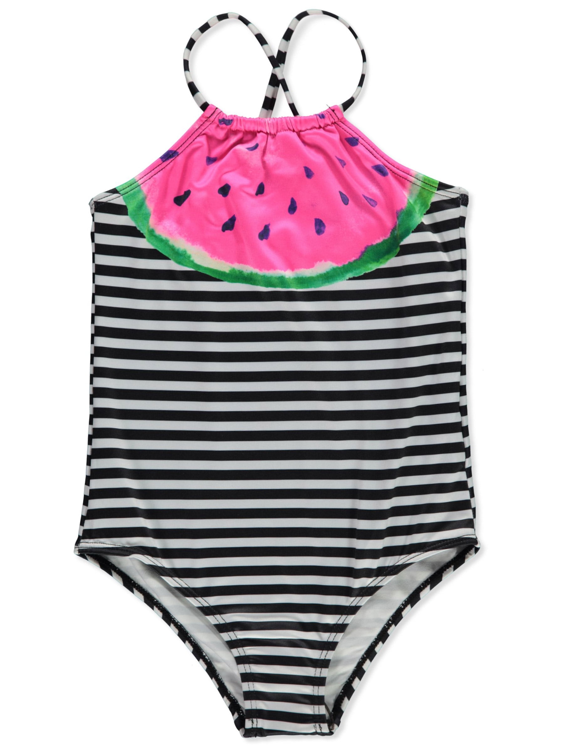 Pink Platinum Girls' 1-Piece Watermelon Swimsuit Set Outfit - black, 7 ...