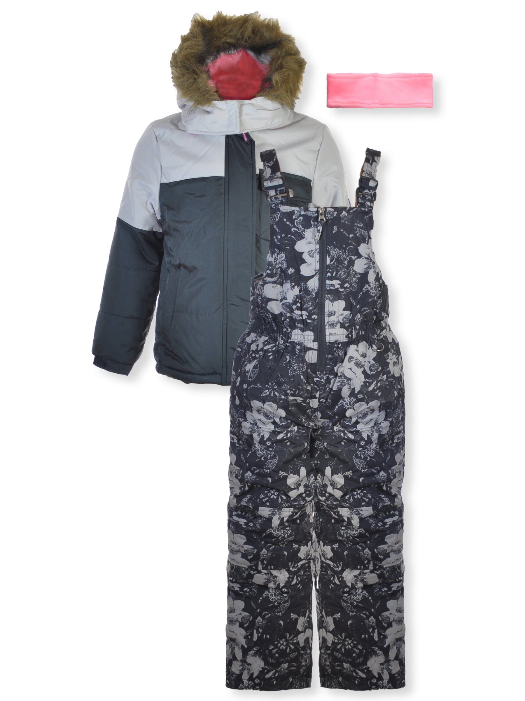 Pink Platinum Girls' 3-Piece Snowsuit Set Outfit - black, 7 - 8 (Big ...