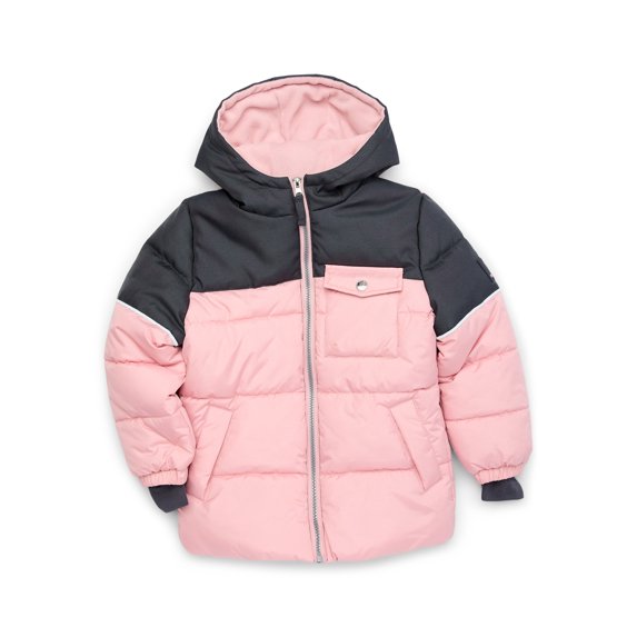 Pink Platinum Girls Canvas Colorblock Hooded Jacket with Hand Warmer ...