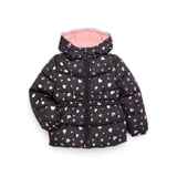 Pink Platinum Girls Heart Foil Hooded Puffer Jacket, Sizes 4-16, Fleece ...