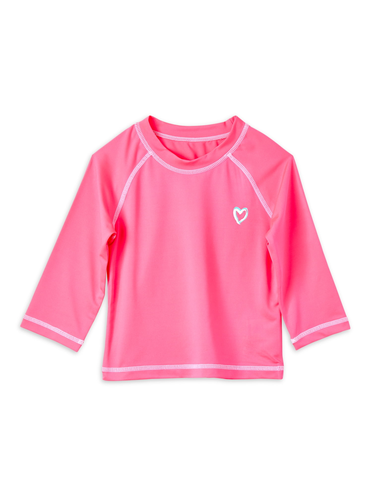 Pink Platinum Girls' Long Sleeve Solid Swim Rash Guard with UPF 50 ...