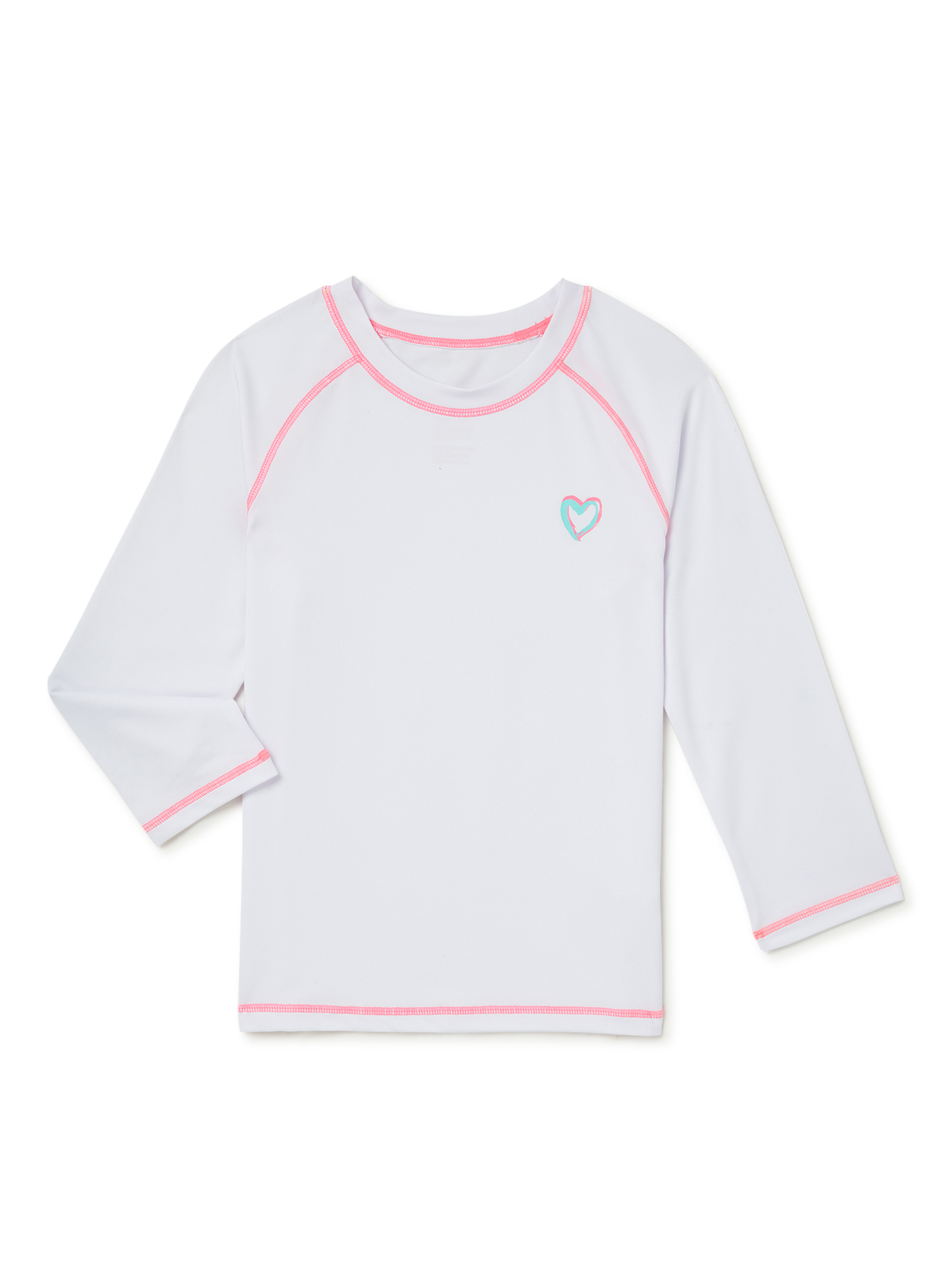 Pink Platinum Girls' Long Sleeve Solid Swim Rash Guard with UPF 50 ...