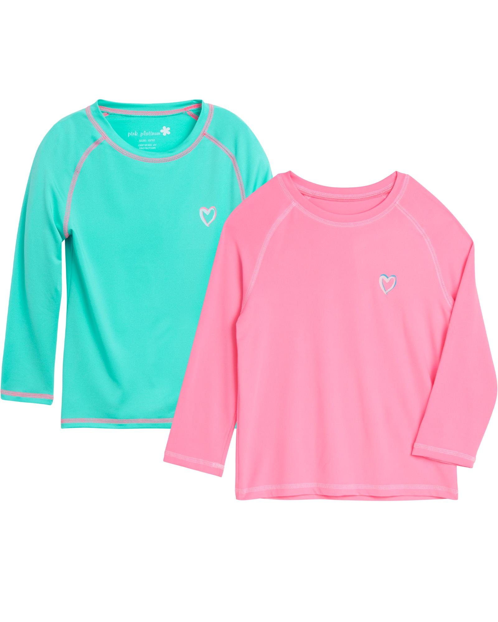 Real Essentials 4 Pack: Girls Long Sleeve Rash Guard Shirt - Swimwear ...