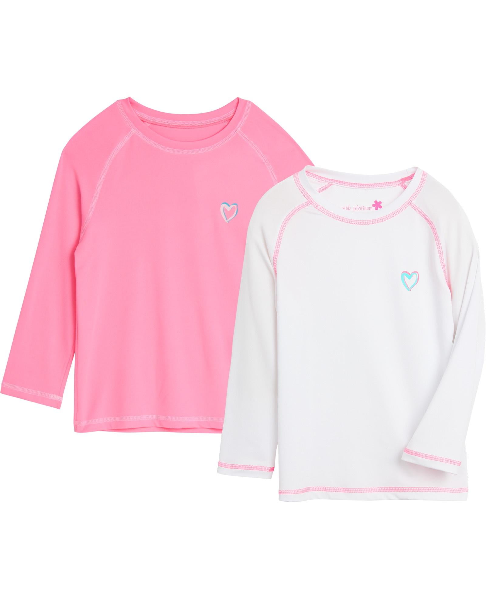 Pink Platinum Girls' Rash Guard Top Set - UPF 50+ Long Sleeve Quick Dry ...