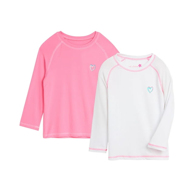 Pink Platinum Girls' Rash Guard Top Set - UPF 50+ Long Sleeve Quick Dry ...