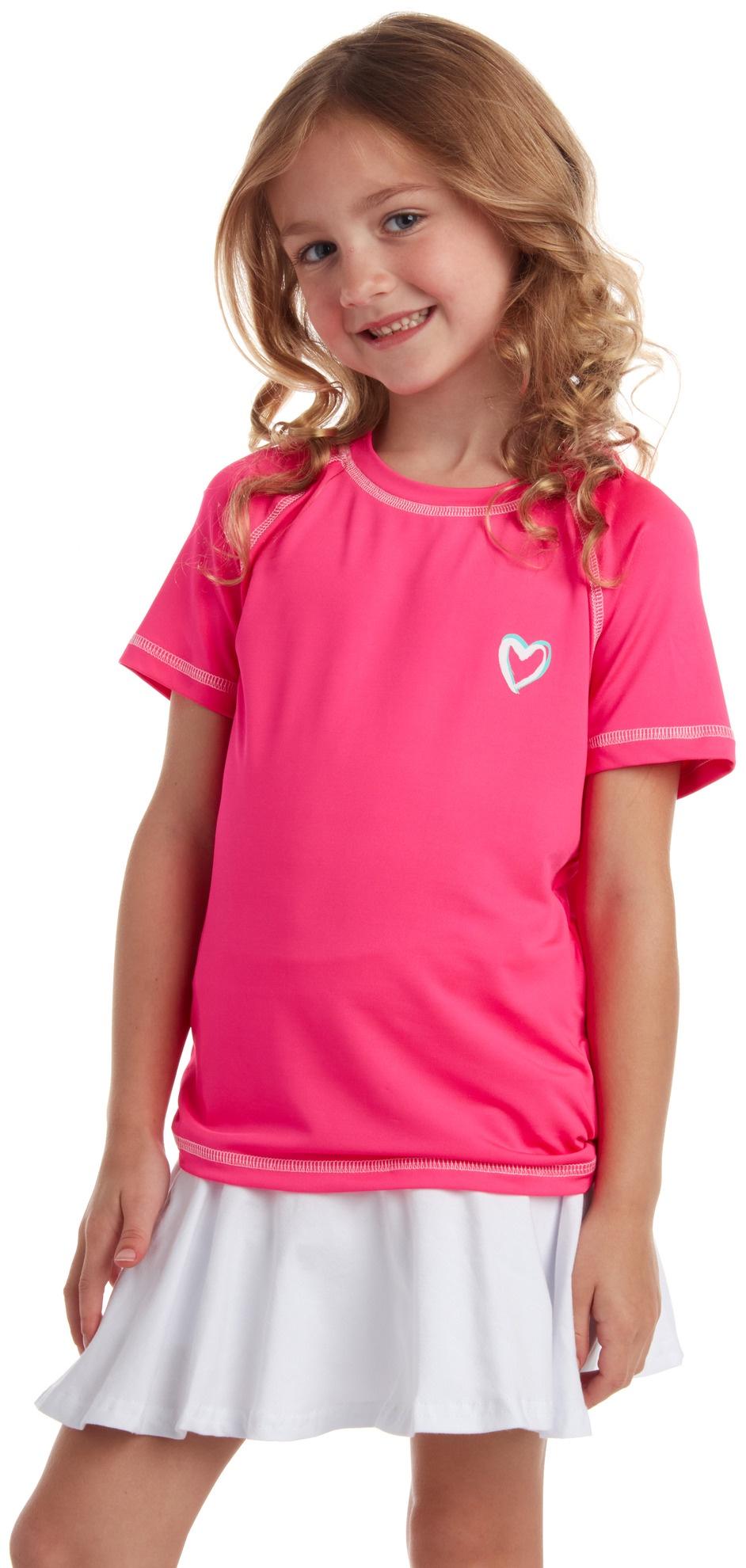 Pink Platinum Girls' Rash Guard - UPF 50+ Protective Quick Dry Short ...