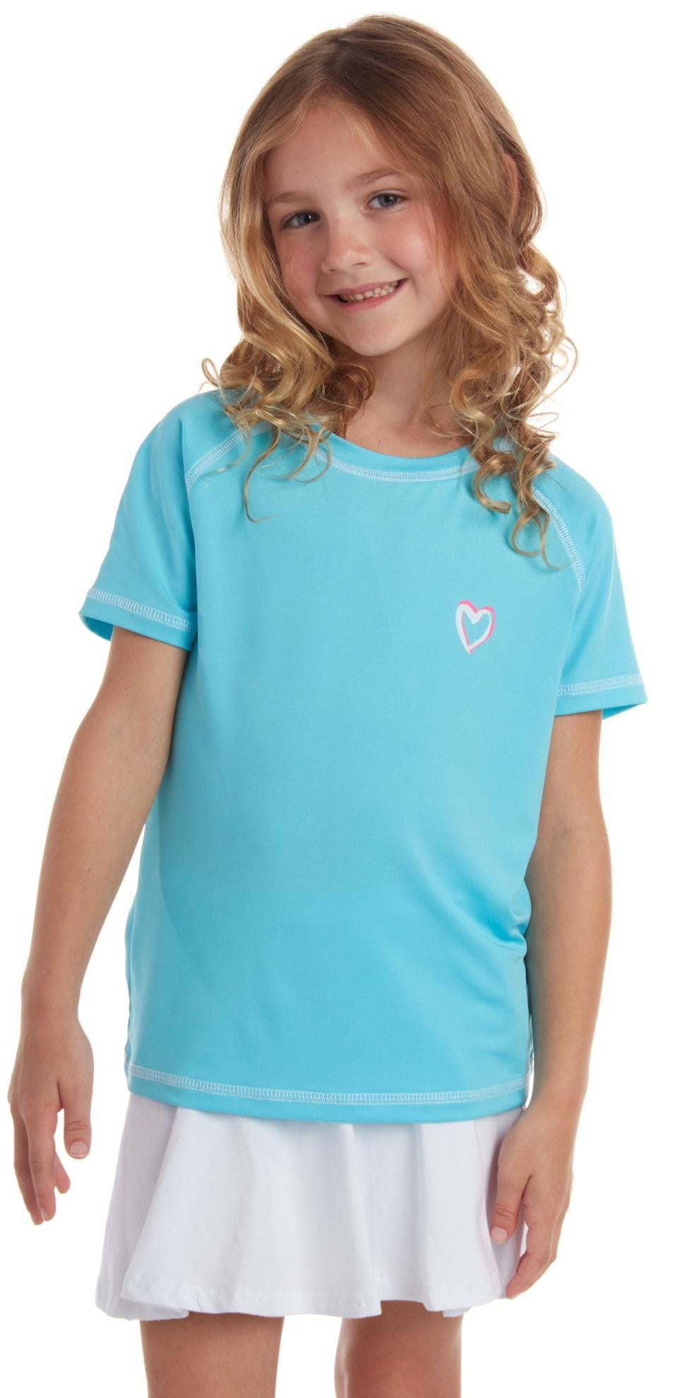 Pink Platinum Girls' Rash Guard - UPF 50+ Protective Quick Dry Short ...