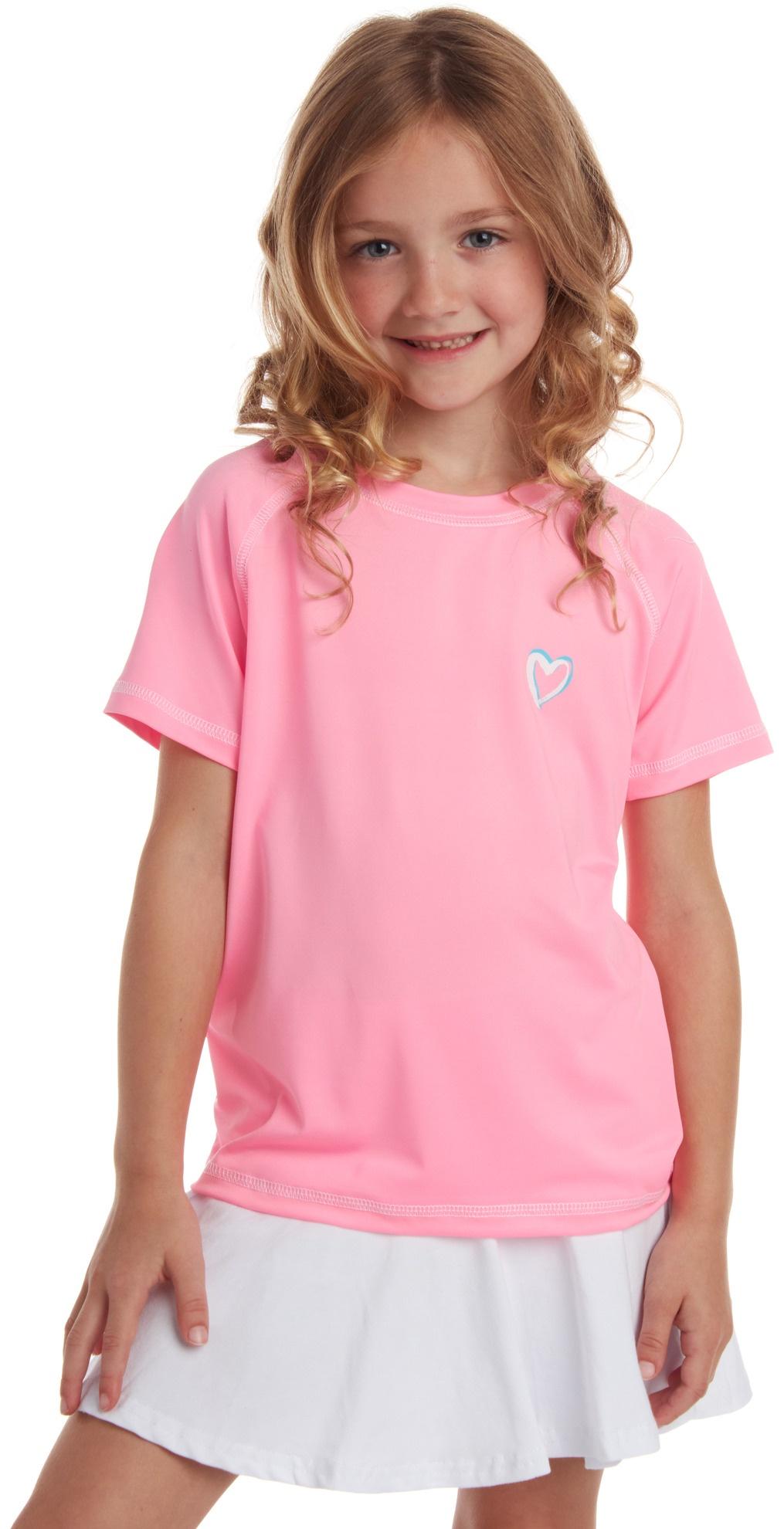 Pink Platinum Girls' Rash Guard - UPF 50+ Protective Quick Dry Short ...
