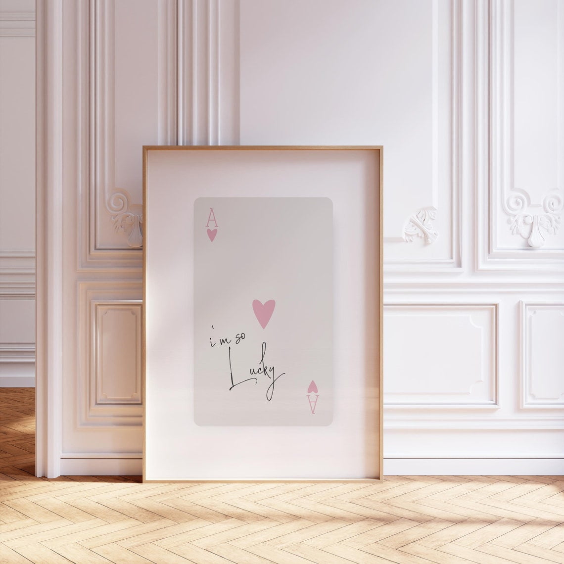 Pink Playing Card Wall Art, Lucky Girl Syndrome, Pink Ace Of Hearts ...