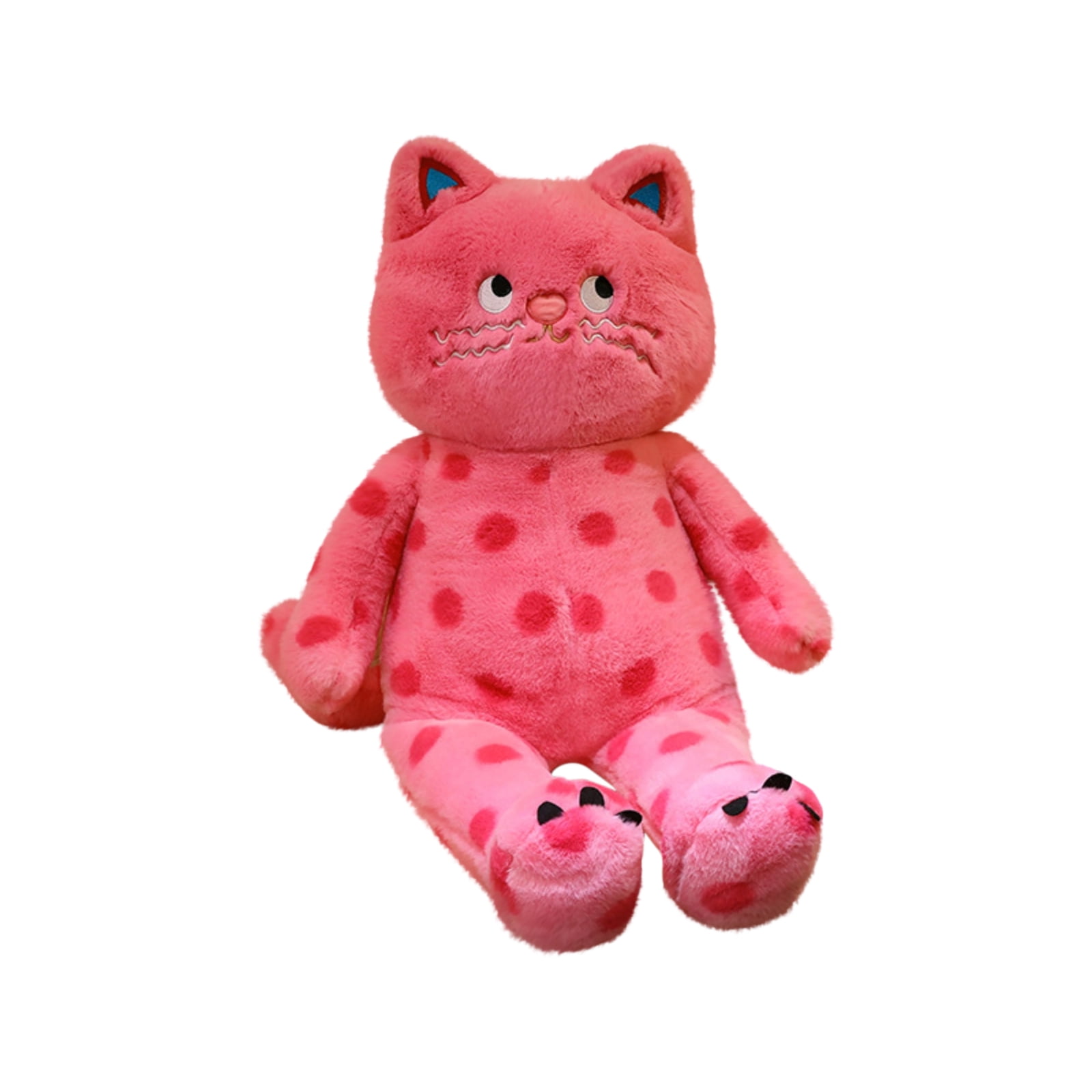 Pink Polka Dot Cat Stuffed Animal, 23.6" Soft Cat Plushie Toy, Lovely ...