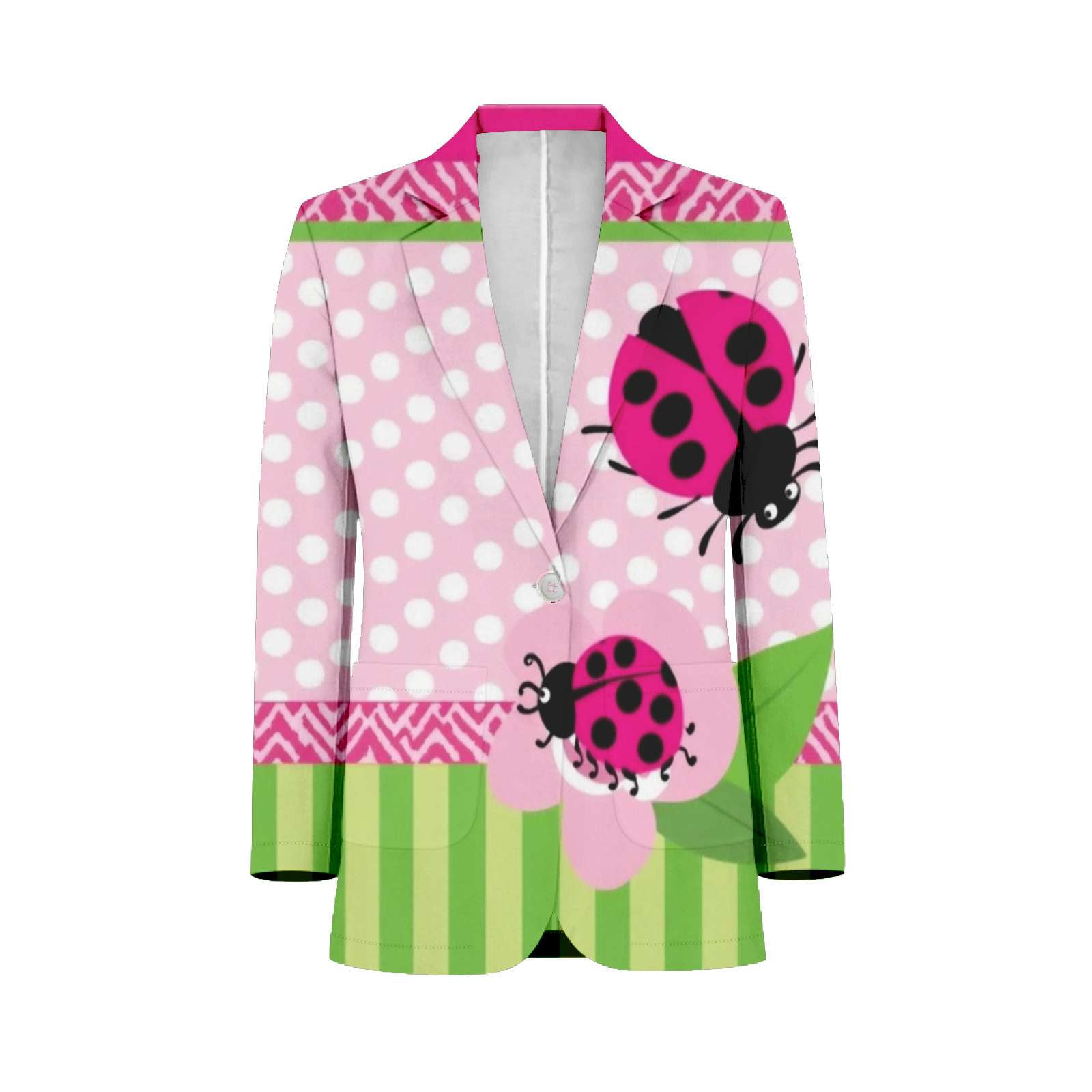 Pink Polka Dot Ladybug Pattern Customized Men's Suits full man Shawl ...