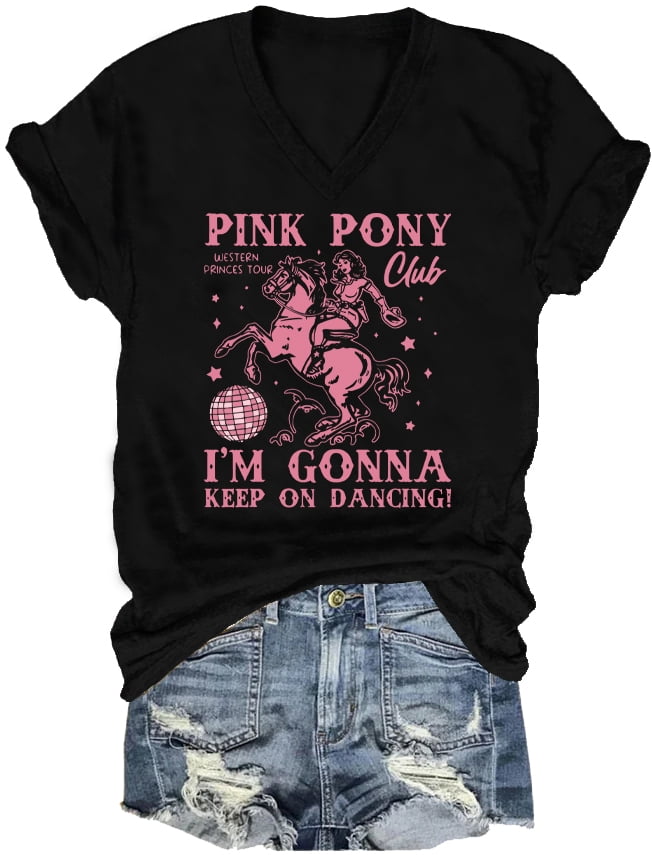 Pink Pony Club V Neck Shirt Cowboy Cowgirl T-Shirt Western Princess ...