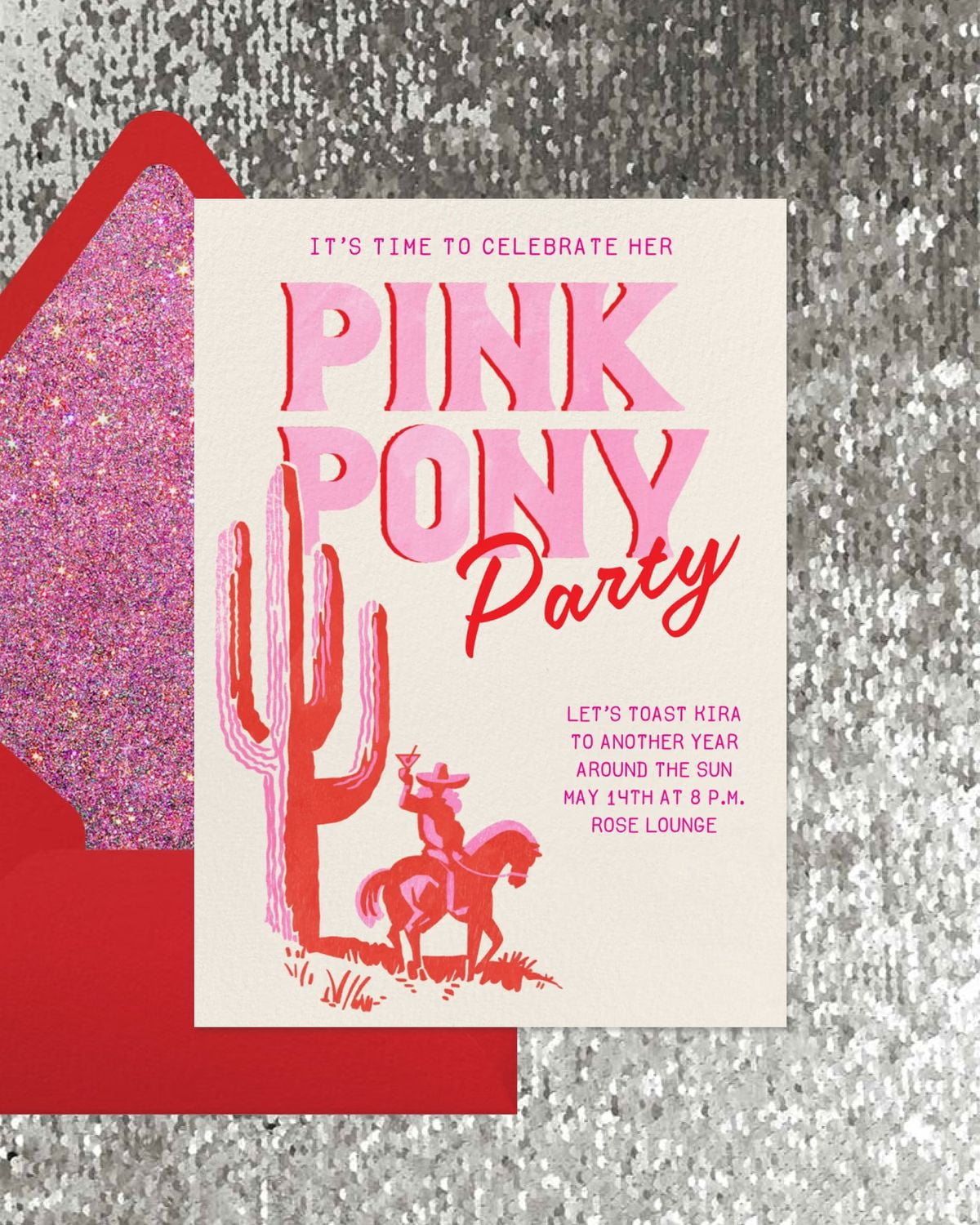 Pink Pony Party Invitation Card – Fun Southwestern Design for ...