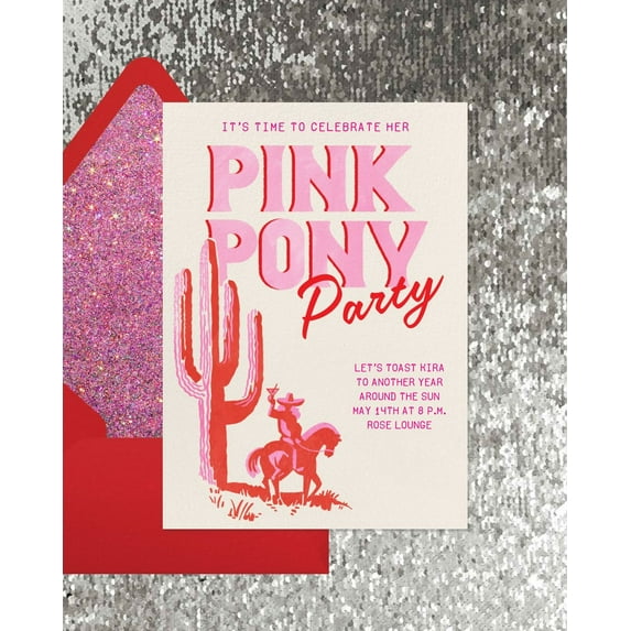 Pink Pony Party Invitation Card – Fun Southwestern Design for ...