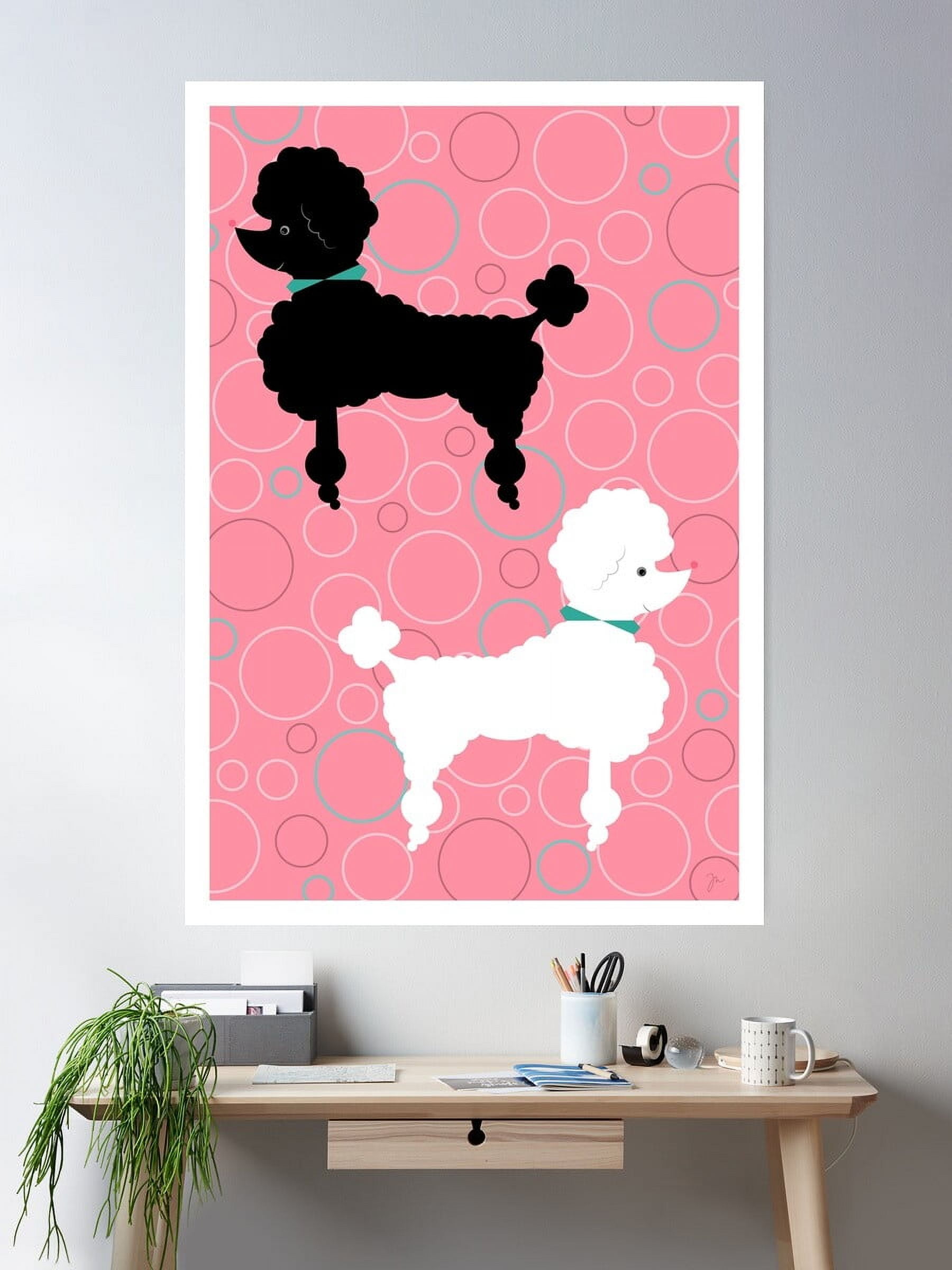 Pink Poodle Poster Wall Art, Modern Wall Decor For Living Room Bedroom ...