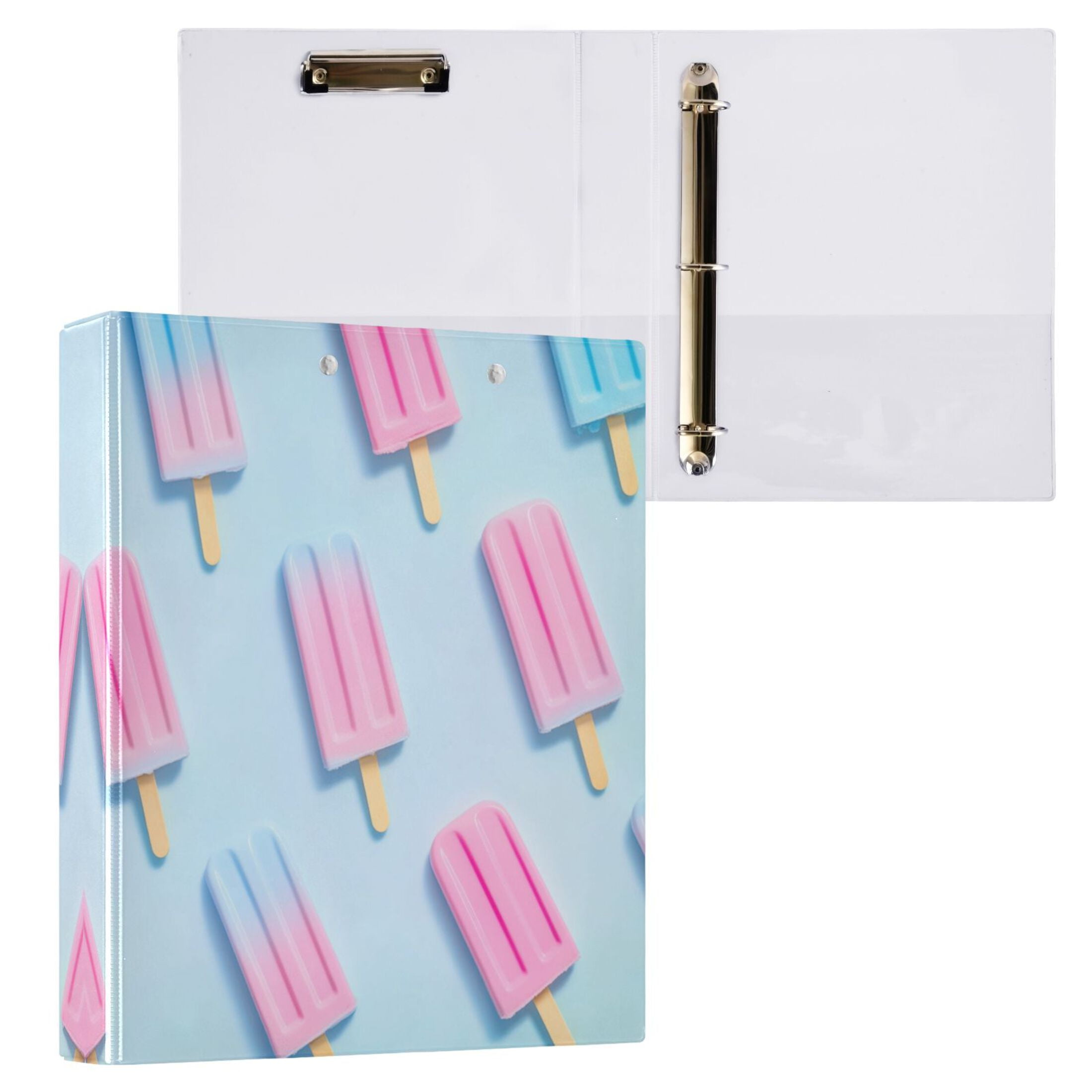 Pink Popsicle Pattern 3 Ring Hardcover Binders 1.5in Round Rings for ...