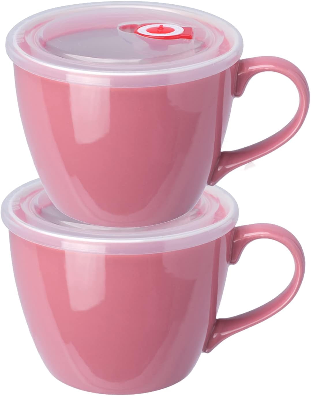 Pink Porcelain Bowl with Lid and Handle for Soup, Salad, Cereal and ...