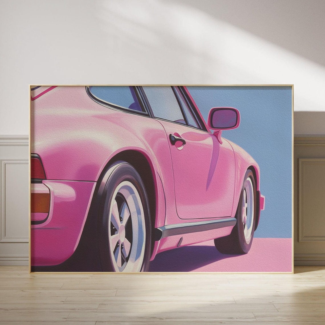 Pink Porsche 911 Print, Summer Wall Decor, Retro Porsche Painting, Car ...