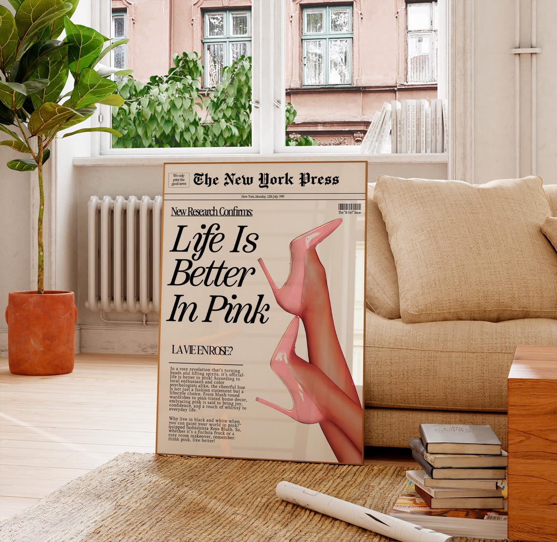 Pink Poster Coquette Newspaper Art Teen Girl Dorm Room Décor Girly ...