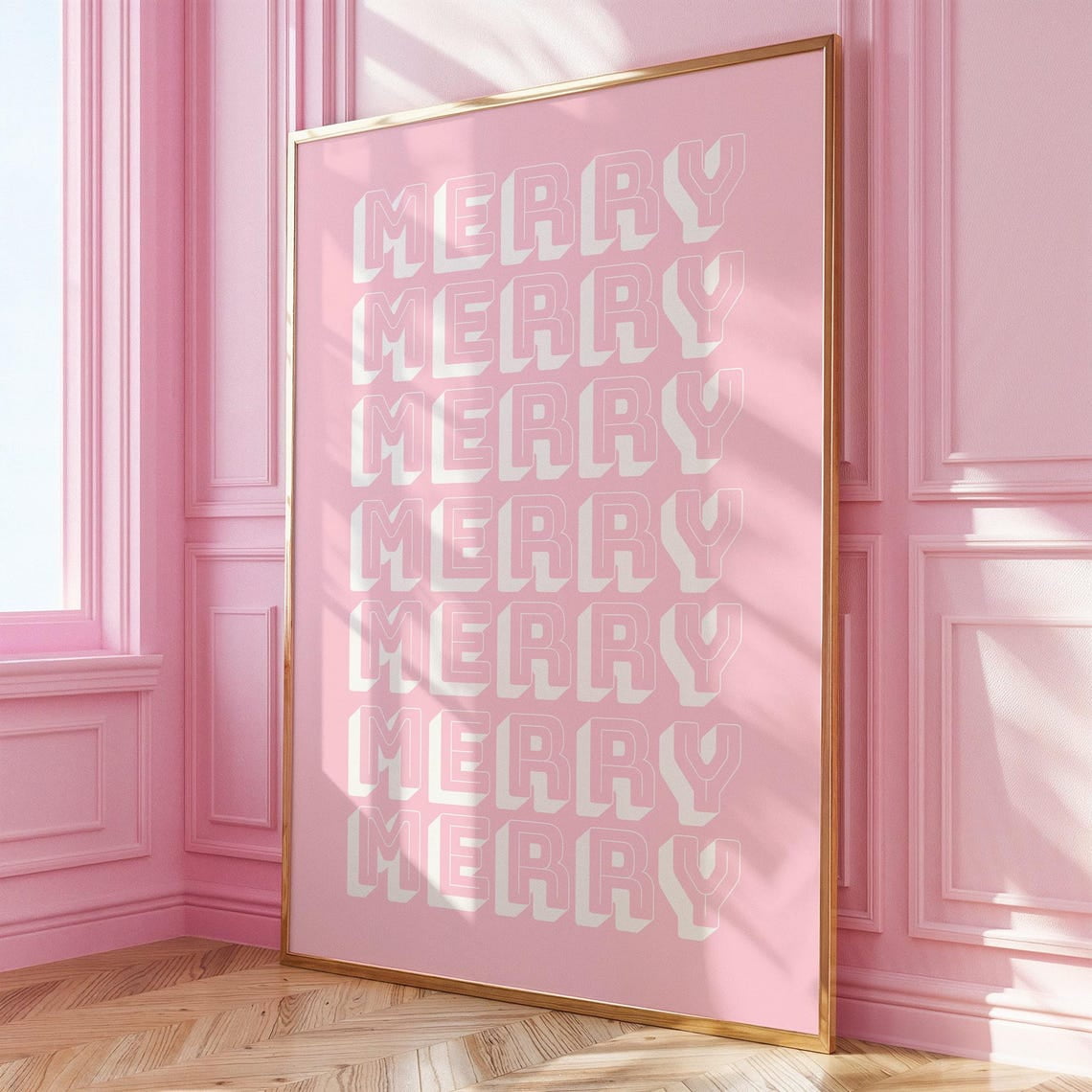 Pink Poster, Cute Wall Art, Merryposter, Decor, Decor, Seasonal Poster ...