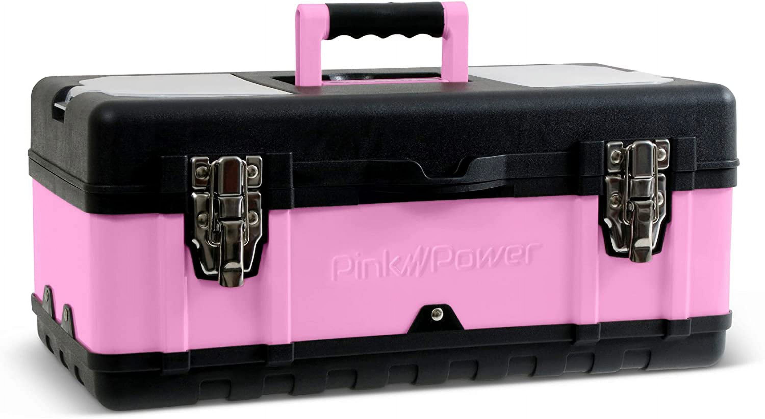 Pink Power Pink Tool Box for Women - 18" Small Metal & Plastic Portable ...