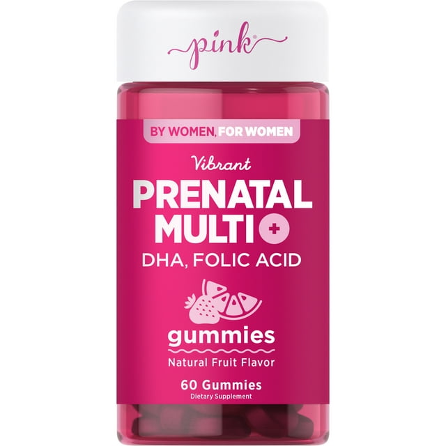 Pink Prenatal Vitamins With Dha And Folic Acid 60 Gummies Fruit