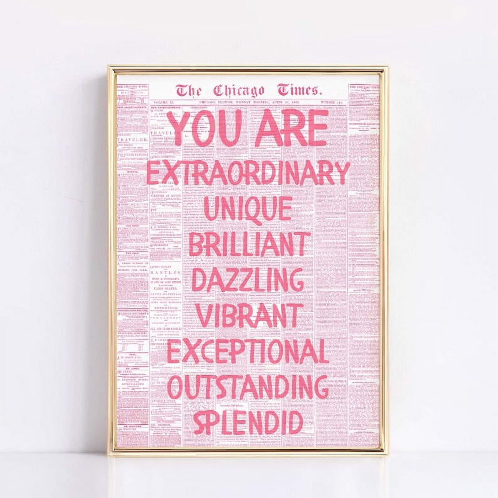 Pink Preppy Wall Art, Positive Saying Print, Trendy Poster Retro ...