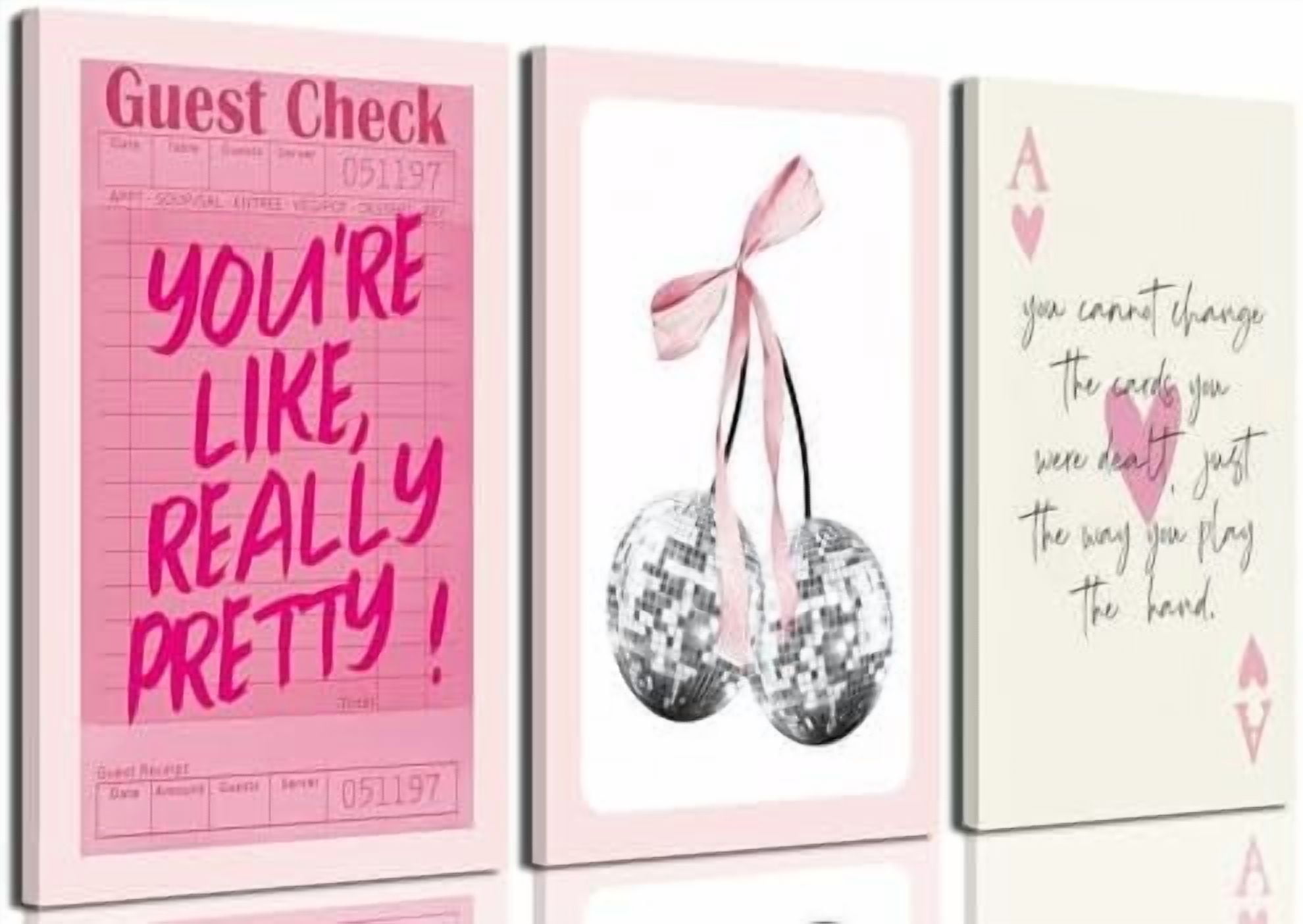 Pink Preppy Wall Art Posters Set of 3 Trendy Cute Balloon Dog Cherry ...