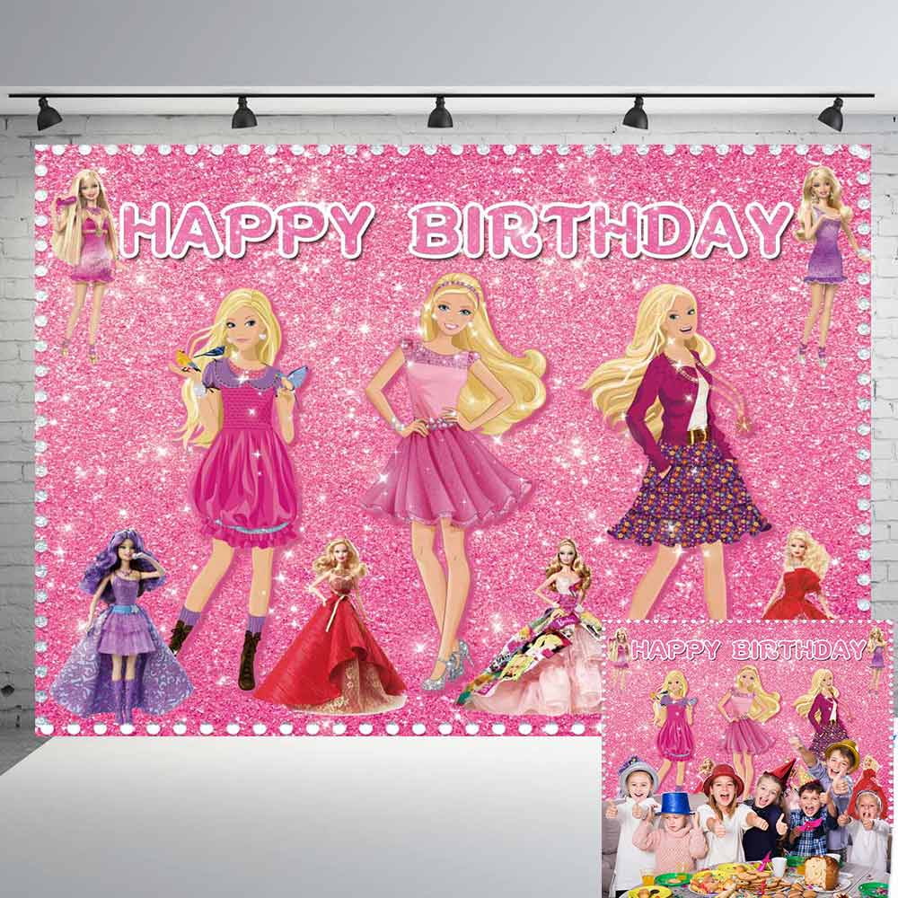 Pink Princess Backdrop Banner Party Supplies Poster Movie Theme ...