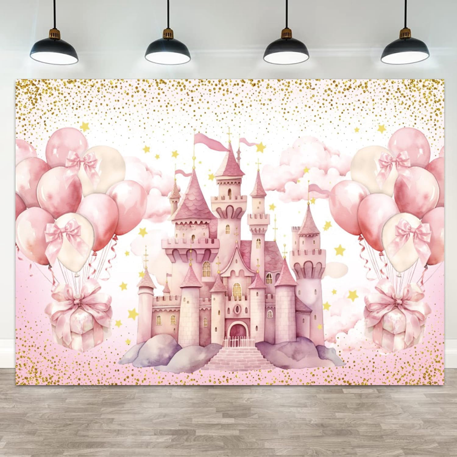 Pink Princess Castle Backdrop for Girl Birthday Party Photography ...