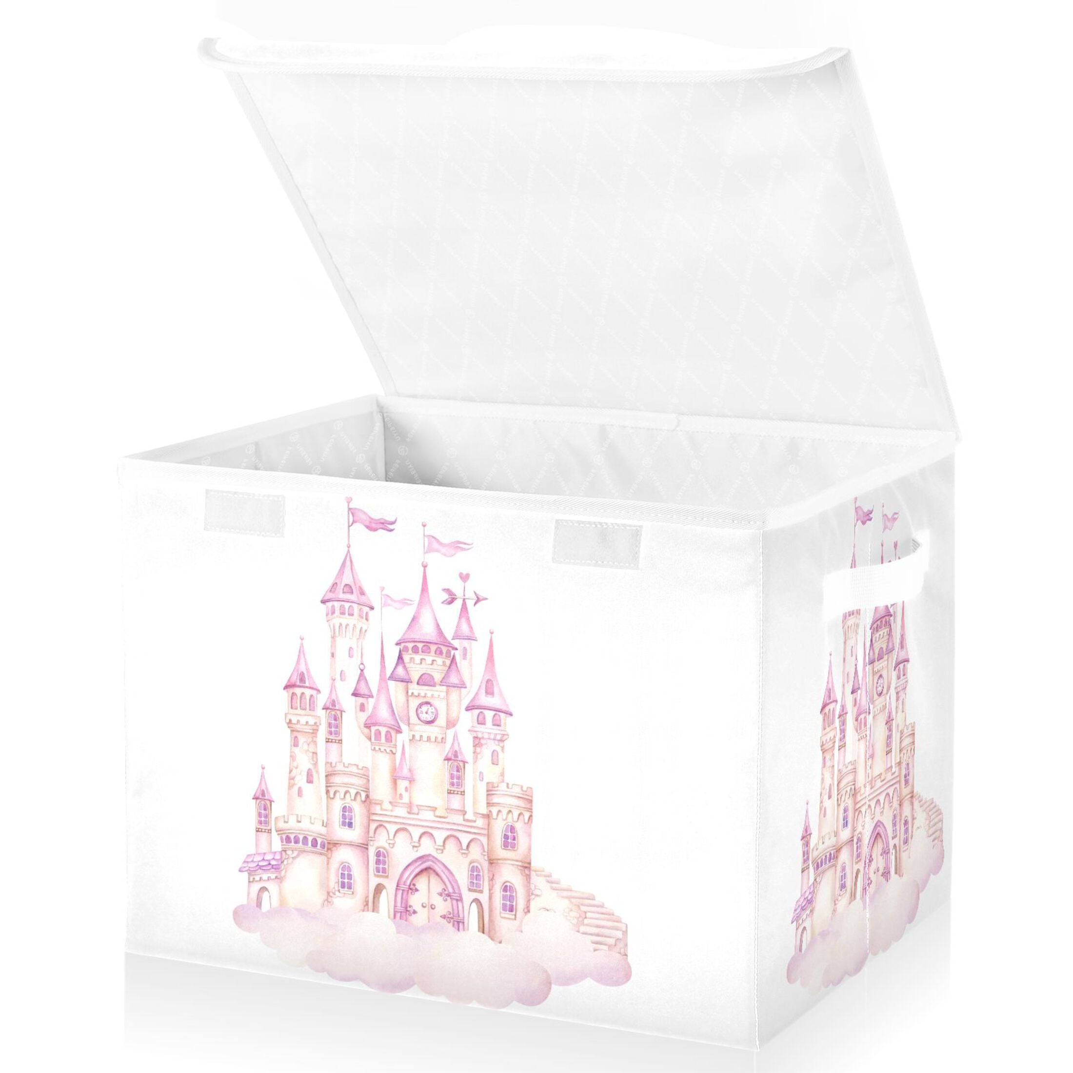 Pink Princess Castle on Clouds Large Lidded Storage Bin Foldable ...