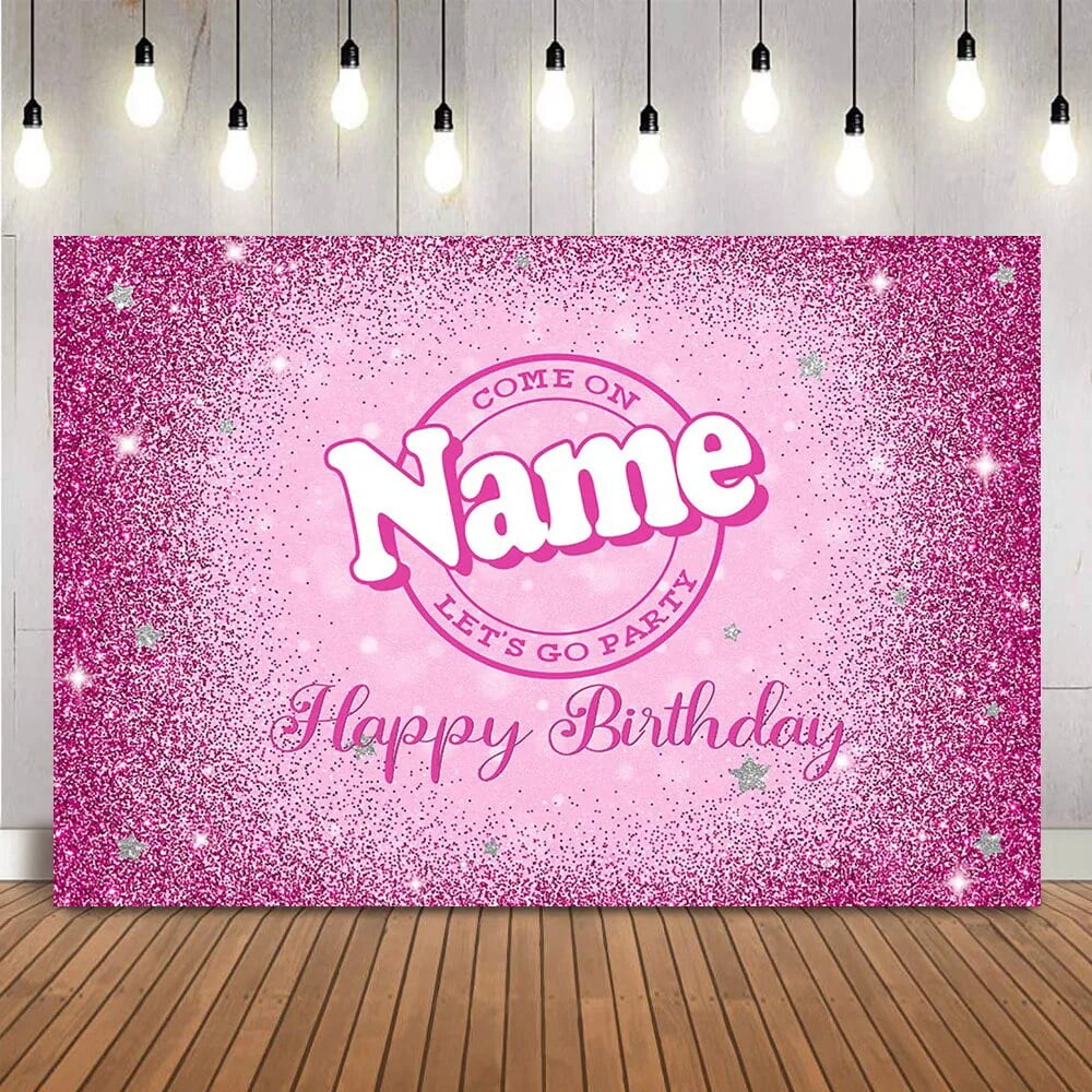 Pink Princess Happy Birthday Shiny Backdrop Beautiful Girl's Birthday ...
