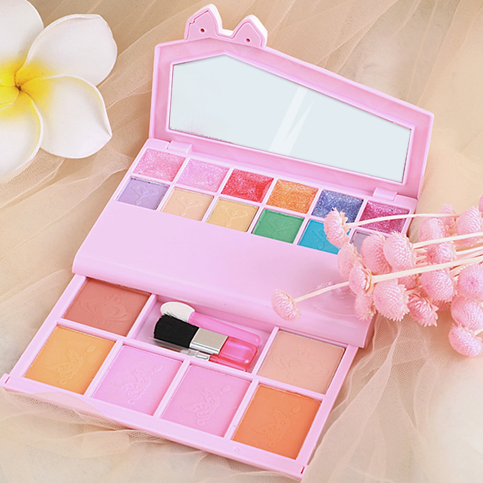 Pink Princess Makeup Toy Set for Girls Ages 3+, Mini Cosmetic Vanity ...