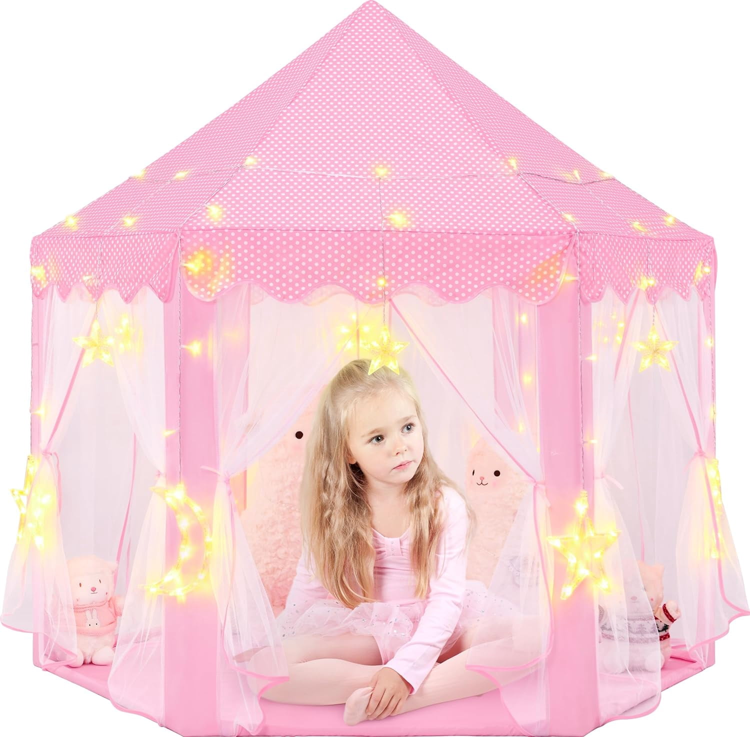 Pink Princess Tent for Girls, Indoor Kids Tent, Girls Tent with LED ...