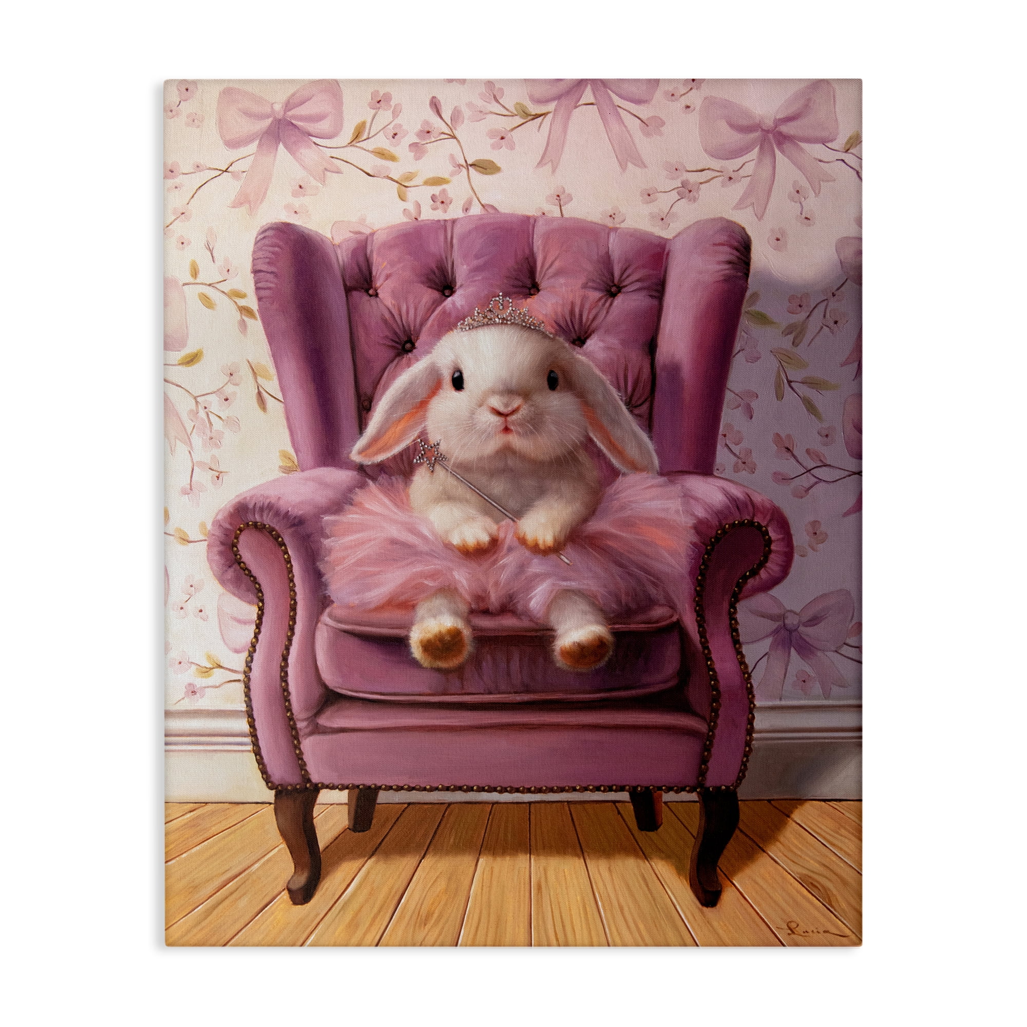 Pink Princess Tutu Bunny Canvas Wall Art, design by Lucia Heffernan ...