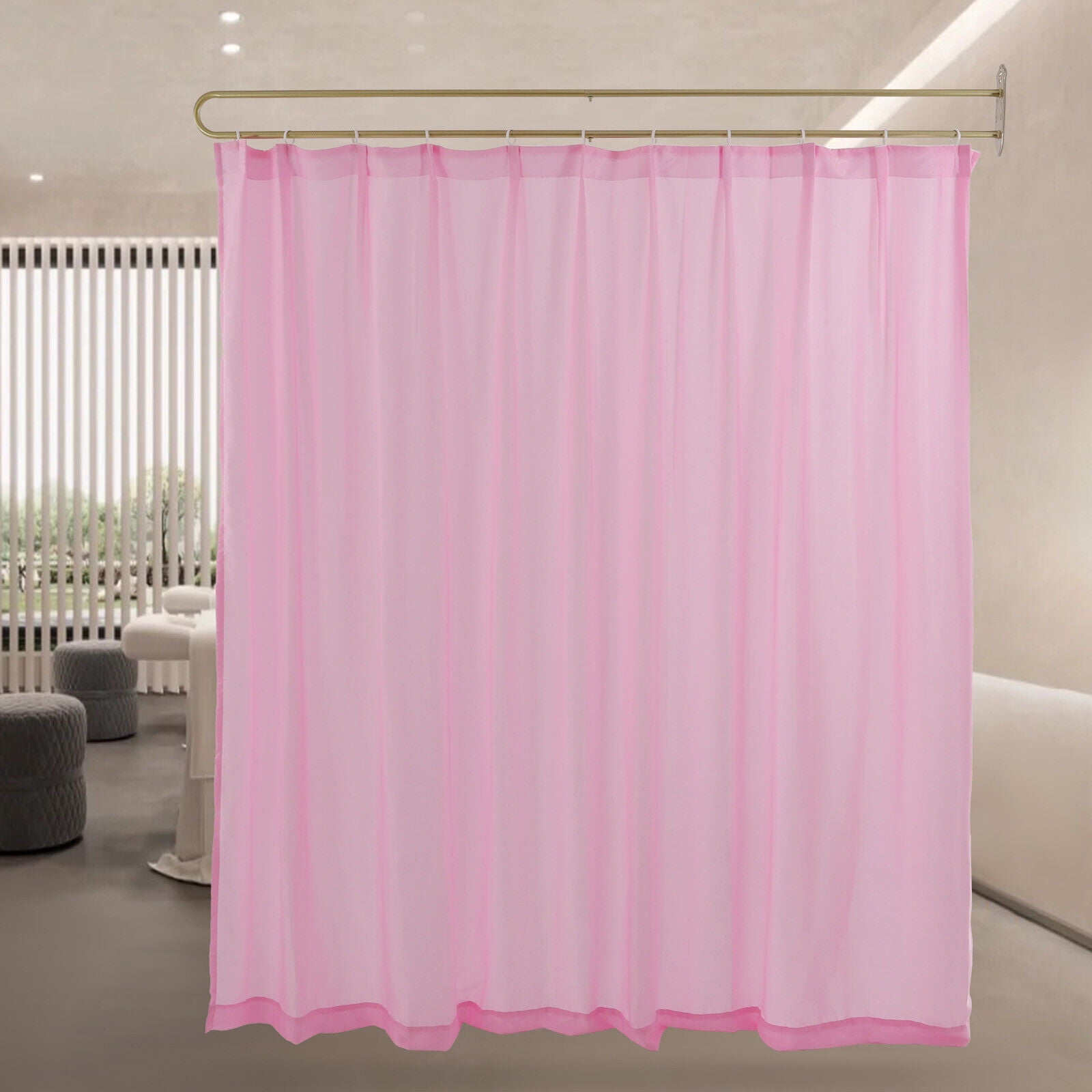Pink Privacy Partition Curtains, U-Shape Room Divider, 6.56ft Wall ...
